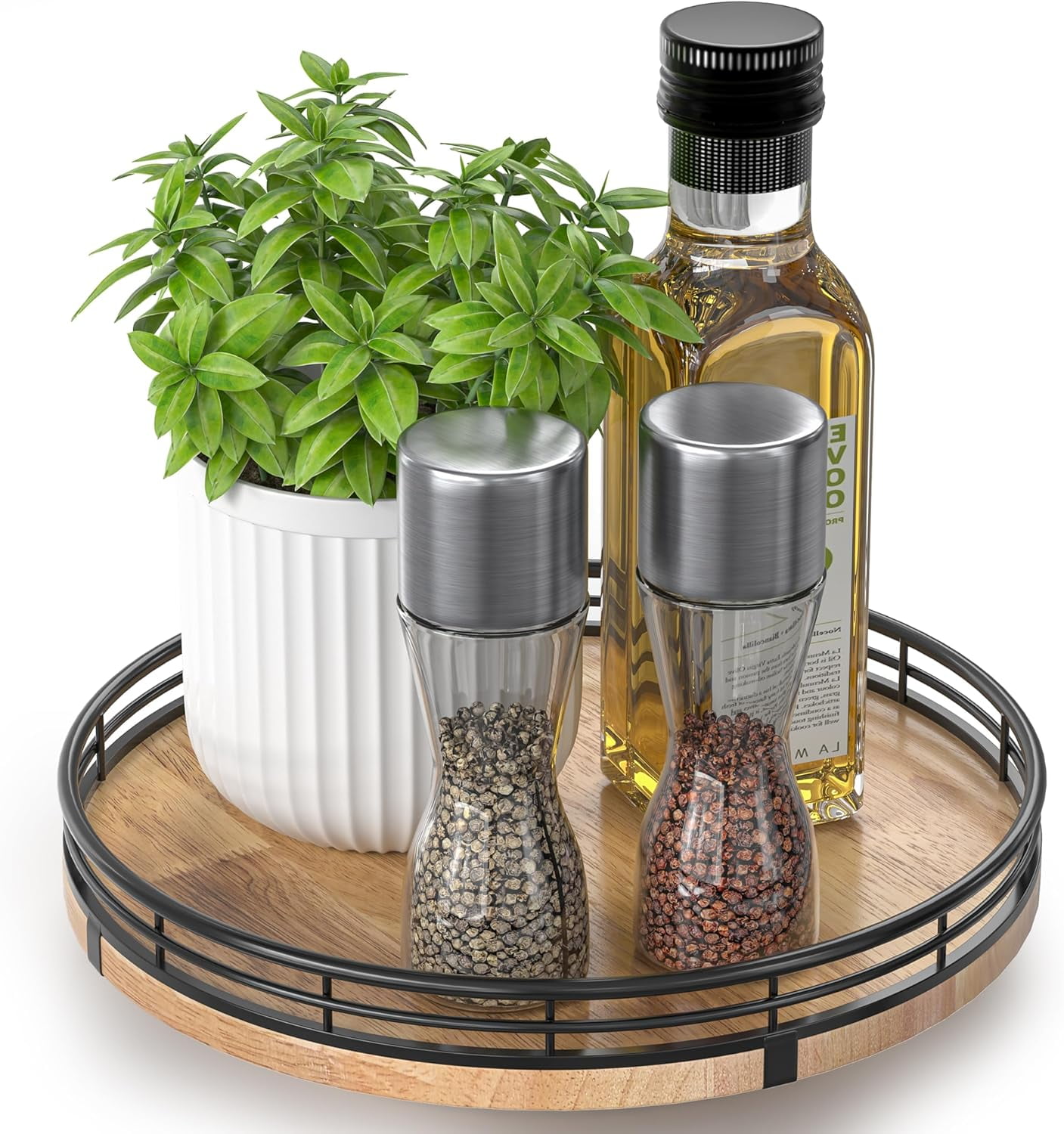 Lazy Susan Turntable Organizer for Cabinet, Round Wooden Lazy Susan ...