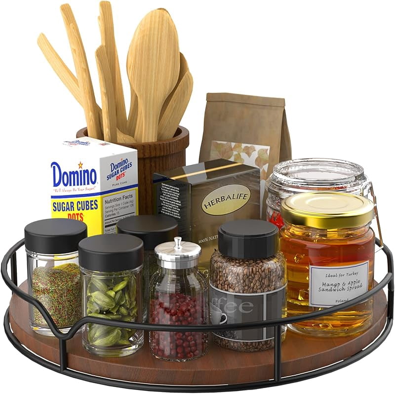 Lazy Susan Turntable Organizer with Anti-Slip Mat for Cabinet Pantry ...