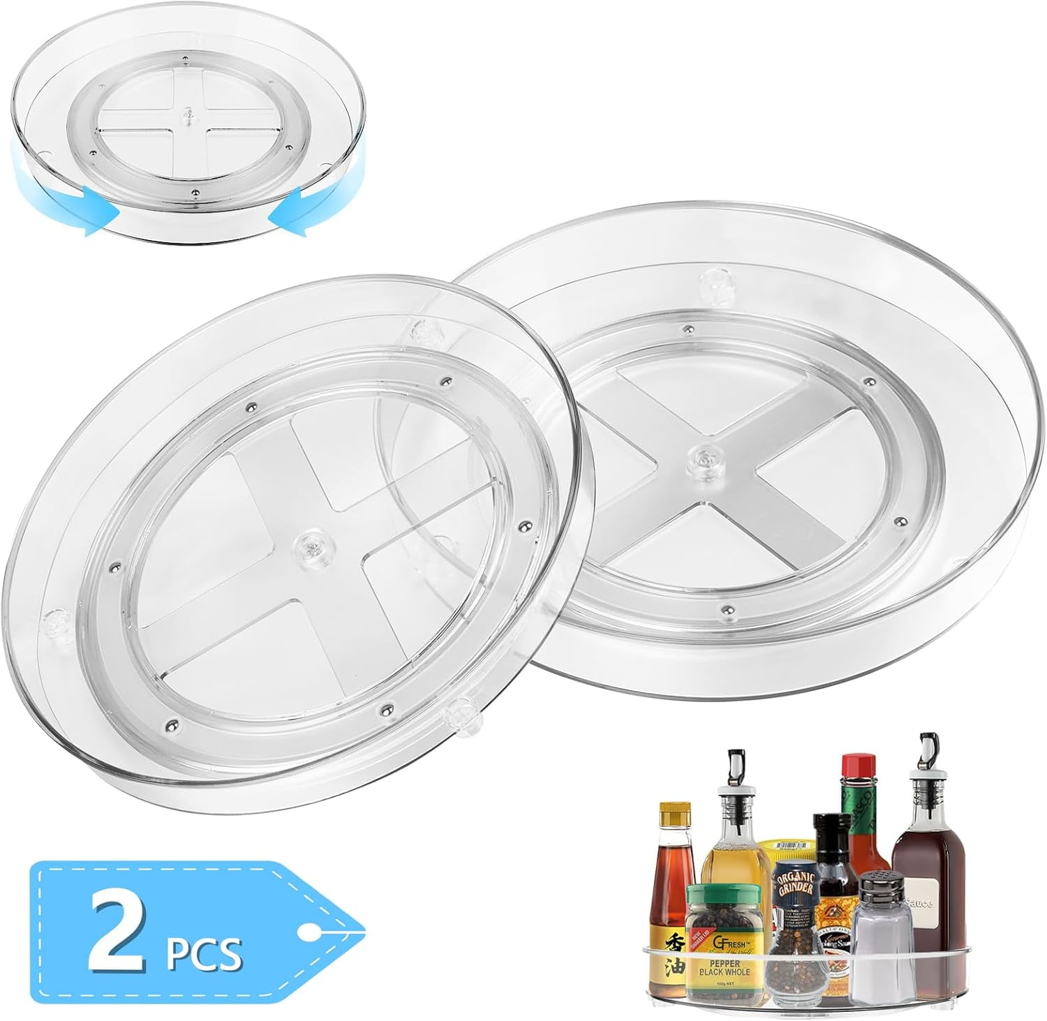 Lazy Susan Turntable For Space Saver, Clear Food Storage Container With ...
