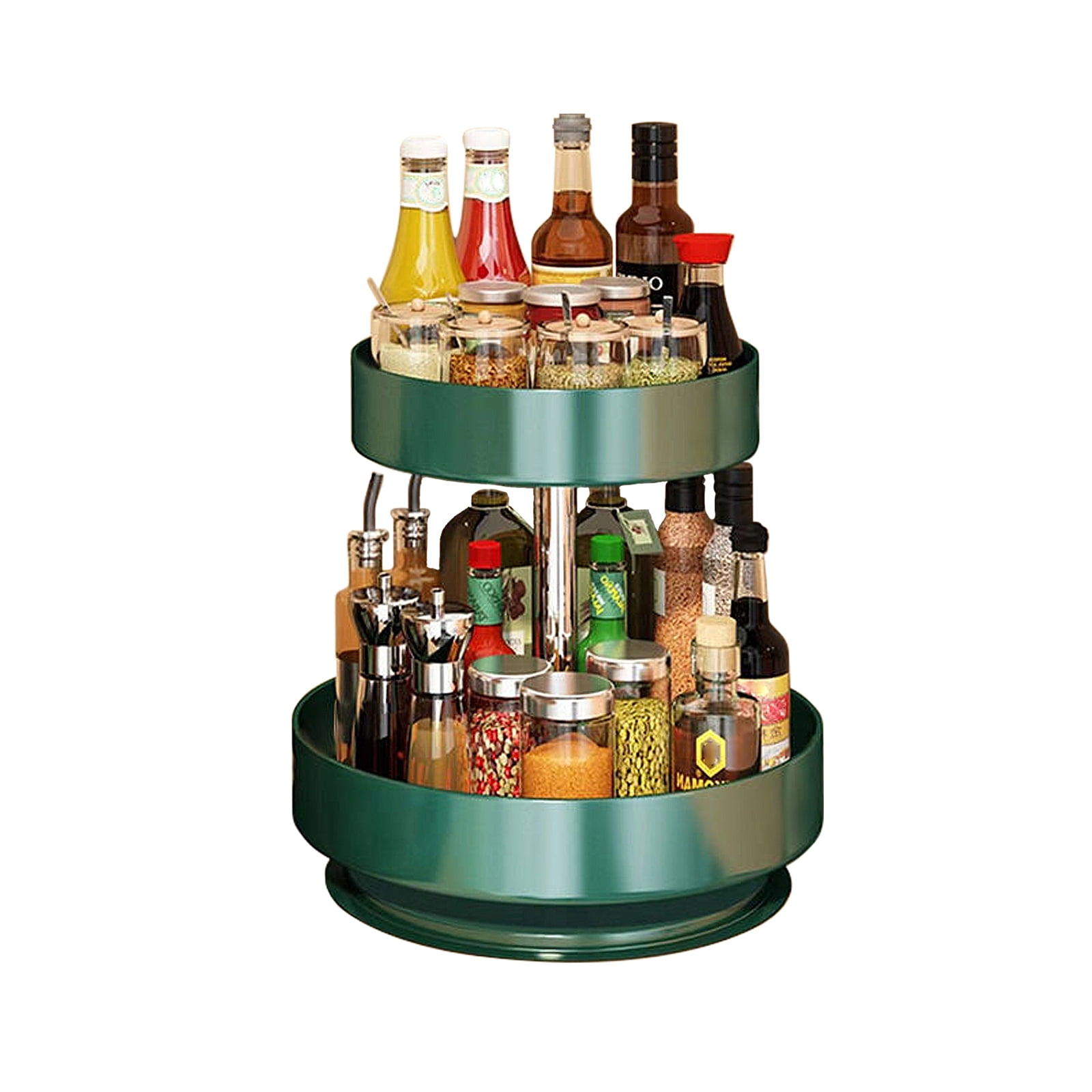 Lazy Susans Organizer 2 Tier Metal Steel, Turntable Height Adjustable ...