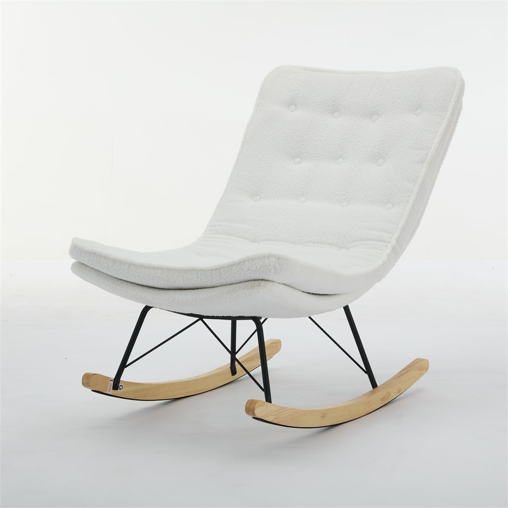 Lazy Upholstered Rocking Chair, Comfortable Lounge Chair with Wide ...