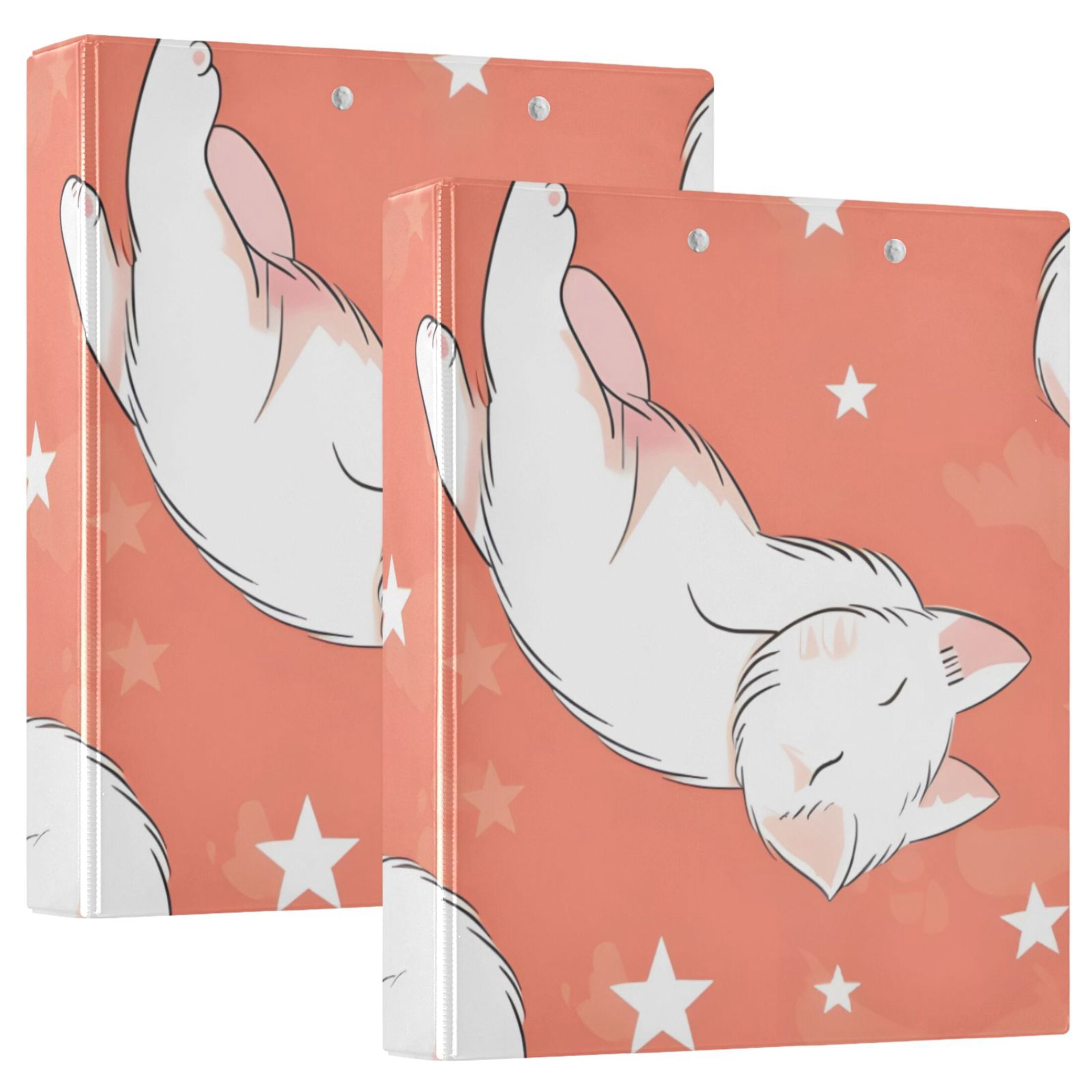 Lazy White Cats 3 Ring Binders 1.5 inch Hardcover File Folders with ...