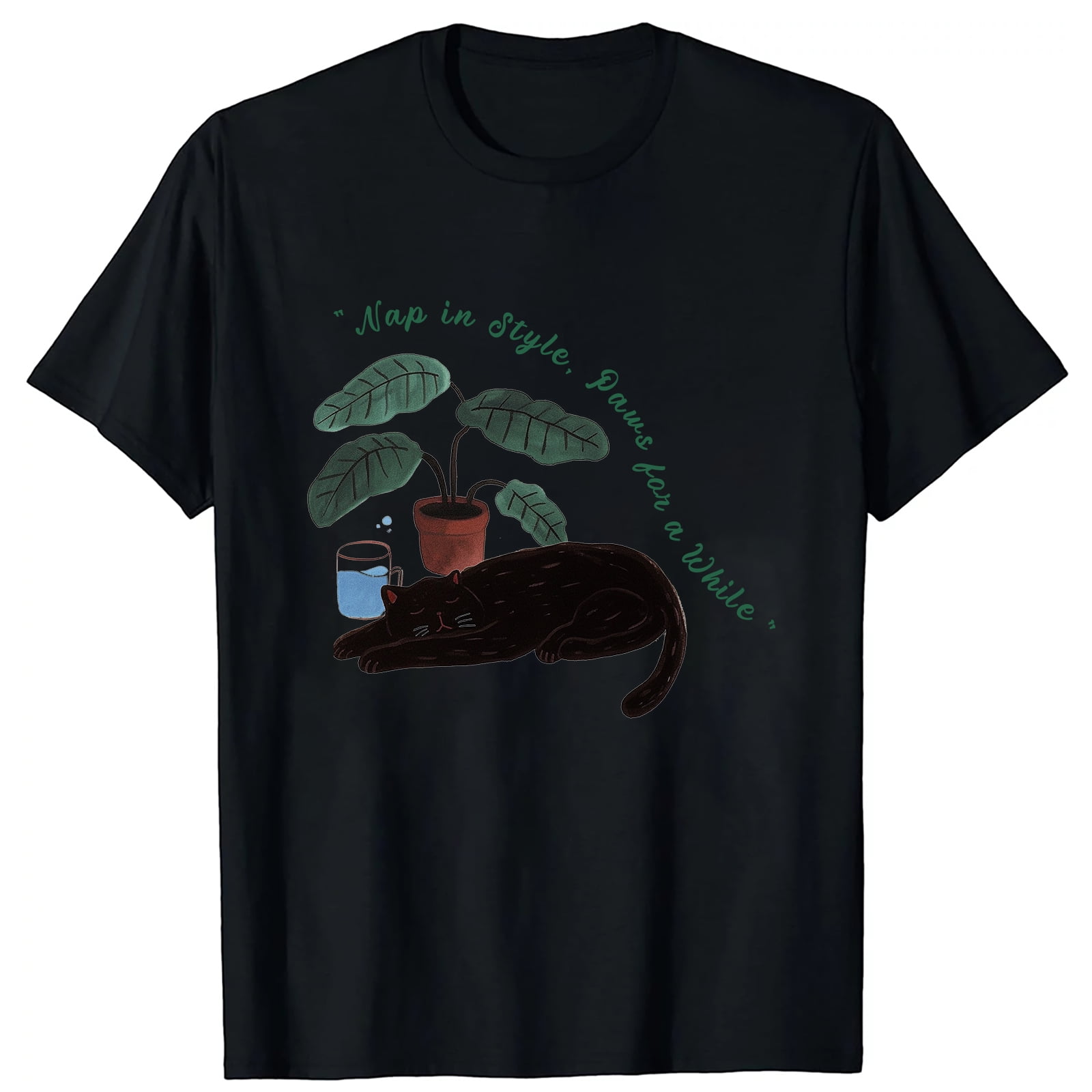 Lazy cat t-shirt print, funny cat today not kitten T-Shirt - Walmart.com