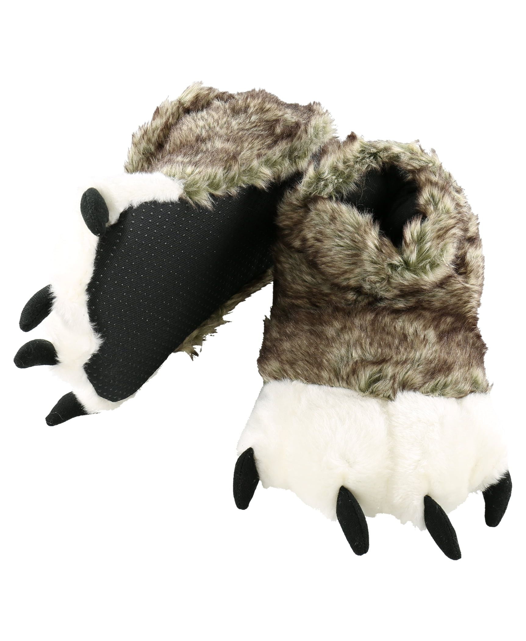LazyOne Animal Paw Slippers, Wolf, Child and Adult Unisex Furry Slipper ...