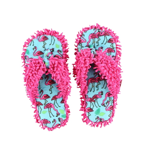 LazyOne Women's Flamingo Design Flip-Flop Spa Slippers, Fuzzy Non-Skid ...