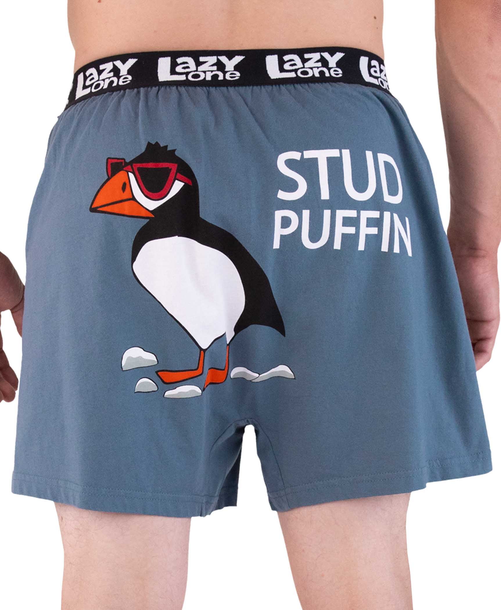 LazyOne Novelty Funny Animal Boxers, Blue Stud Puffin, Gag Gifts for ...