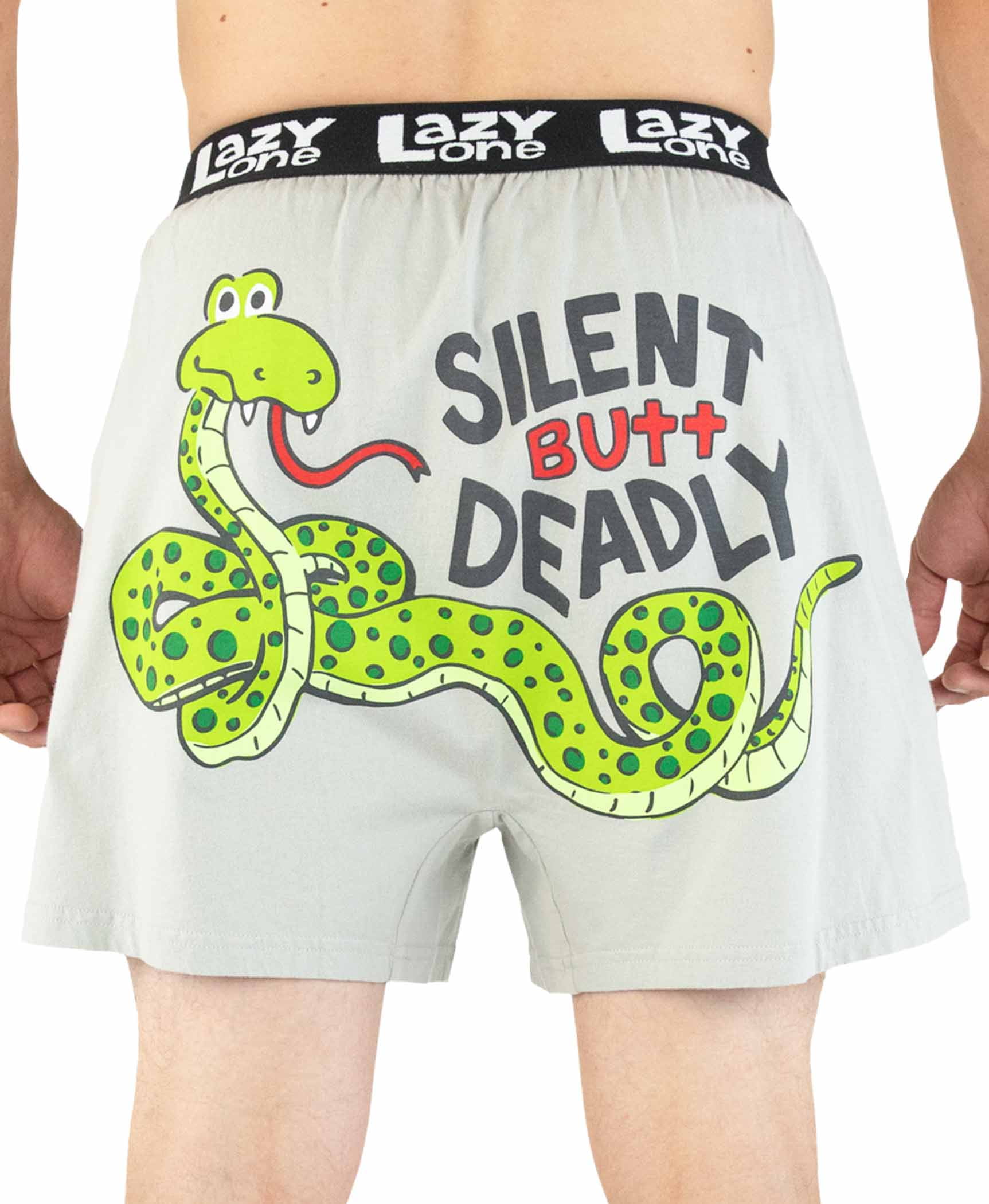 LazyOne Funny Animal Boxers, Silent but Deadly Grey, Humorous Underwear ...