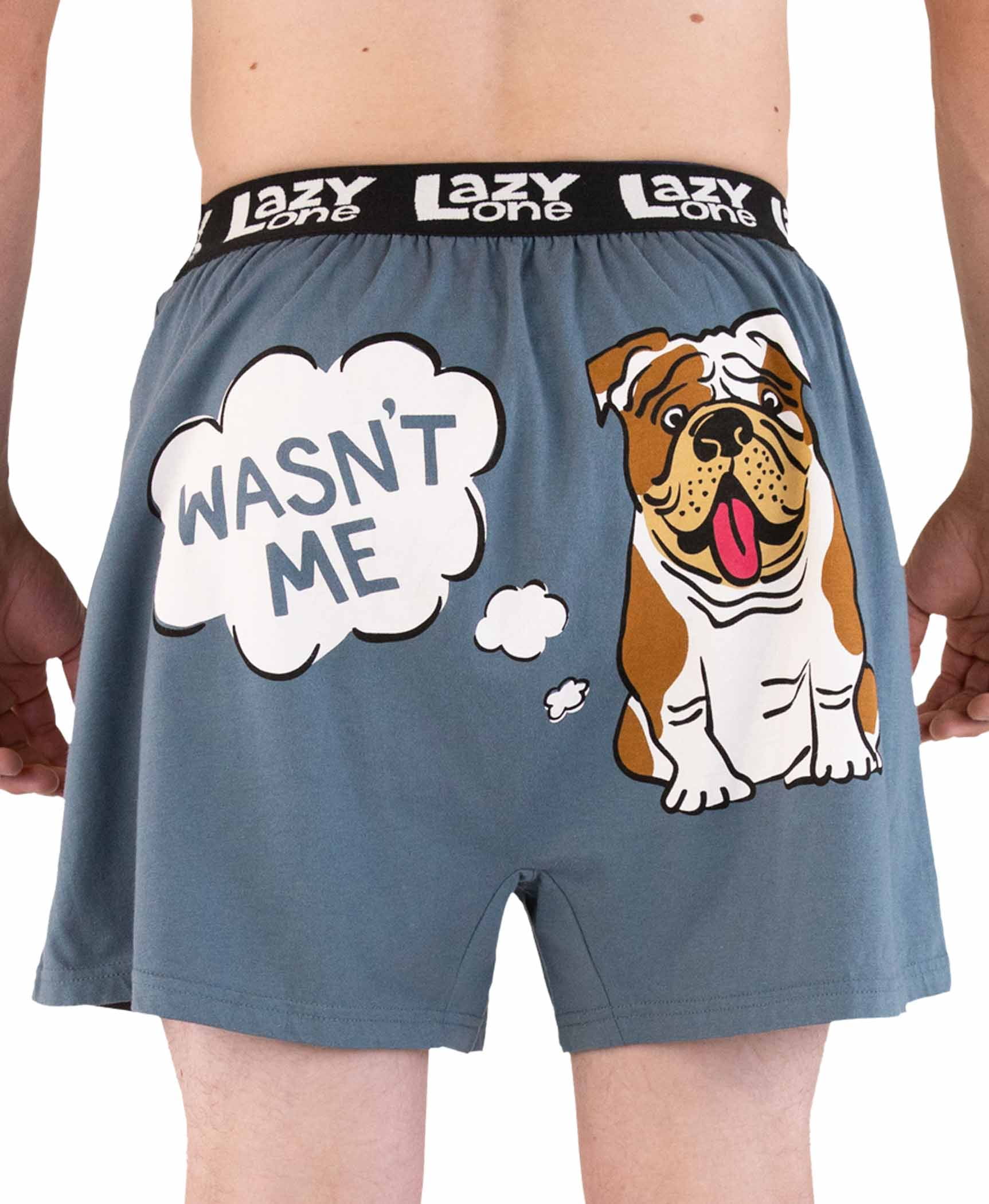 LazyOne Funny Animal Boxers, Wasn't Me Bulldog, Humorous Underwear, Gag ...
