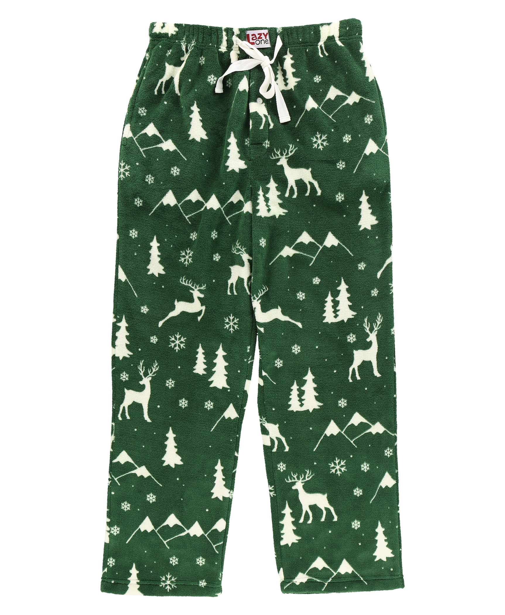 Lazy One Men's Fleece Pajama Pants, Polar Elastic Lounge PJs, Holiday ...