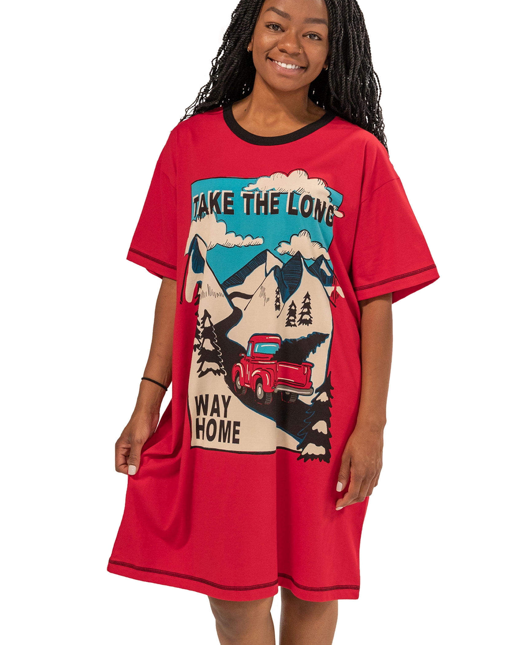 LazyOne Nightshirts for Women, Truck Designs Sleepshirt, Christmas tree ...