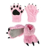 LazyOne Paw Mittens and Slippers Set, for Kids and Adults, Pink Bear ...