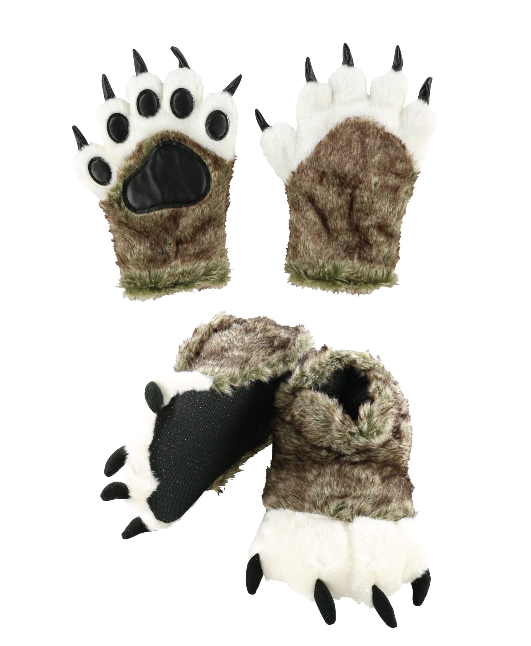 LazyOne Paw Mittens and Slippers Set, for Kids and Adults, Werewolf ...