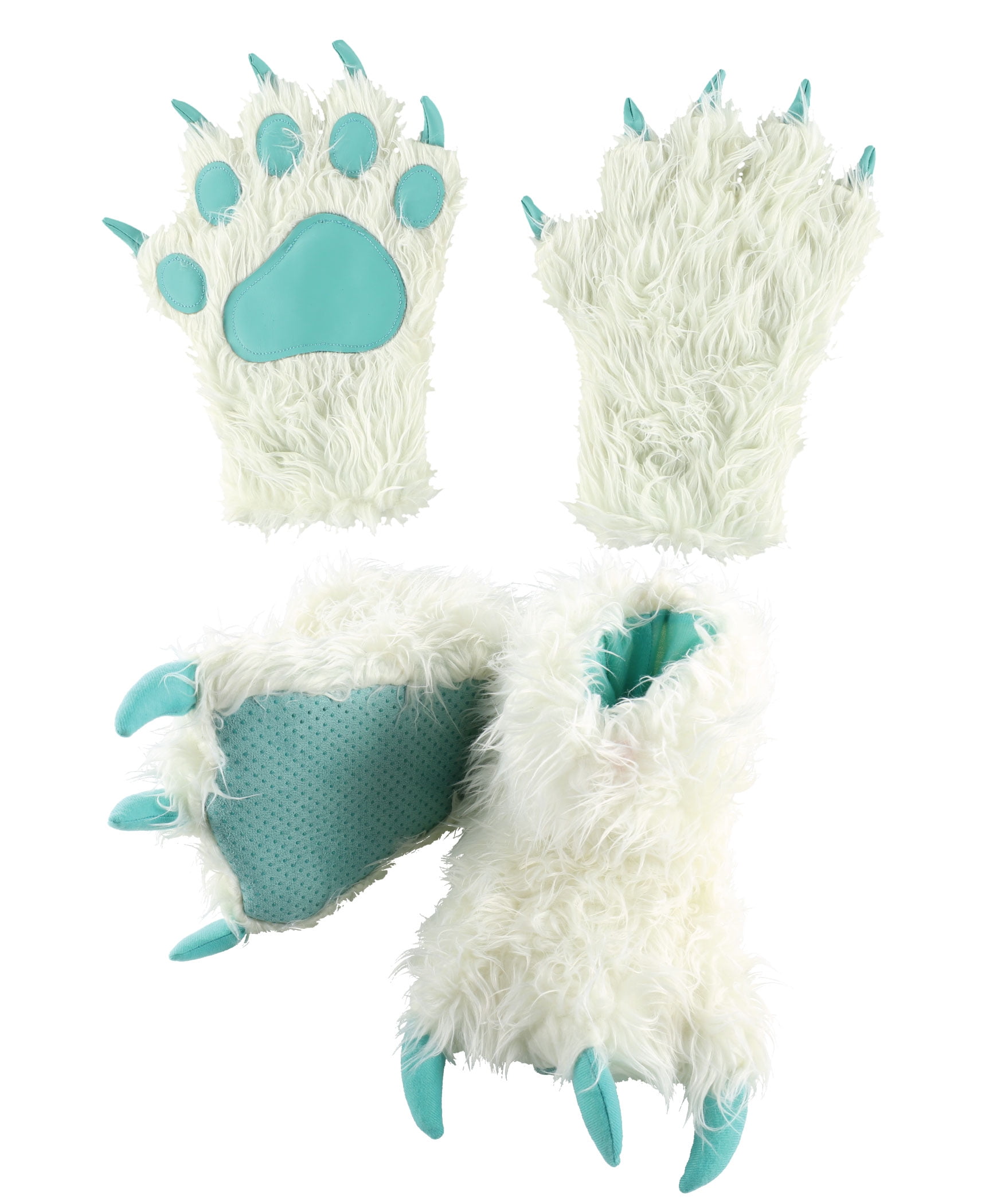 LazyOne Paw Mittens and Slippers Set, for Kids and Adults, Yeti ...