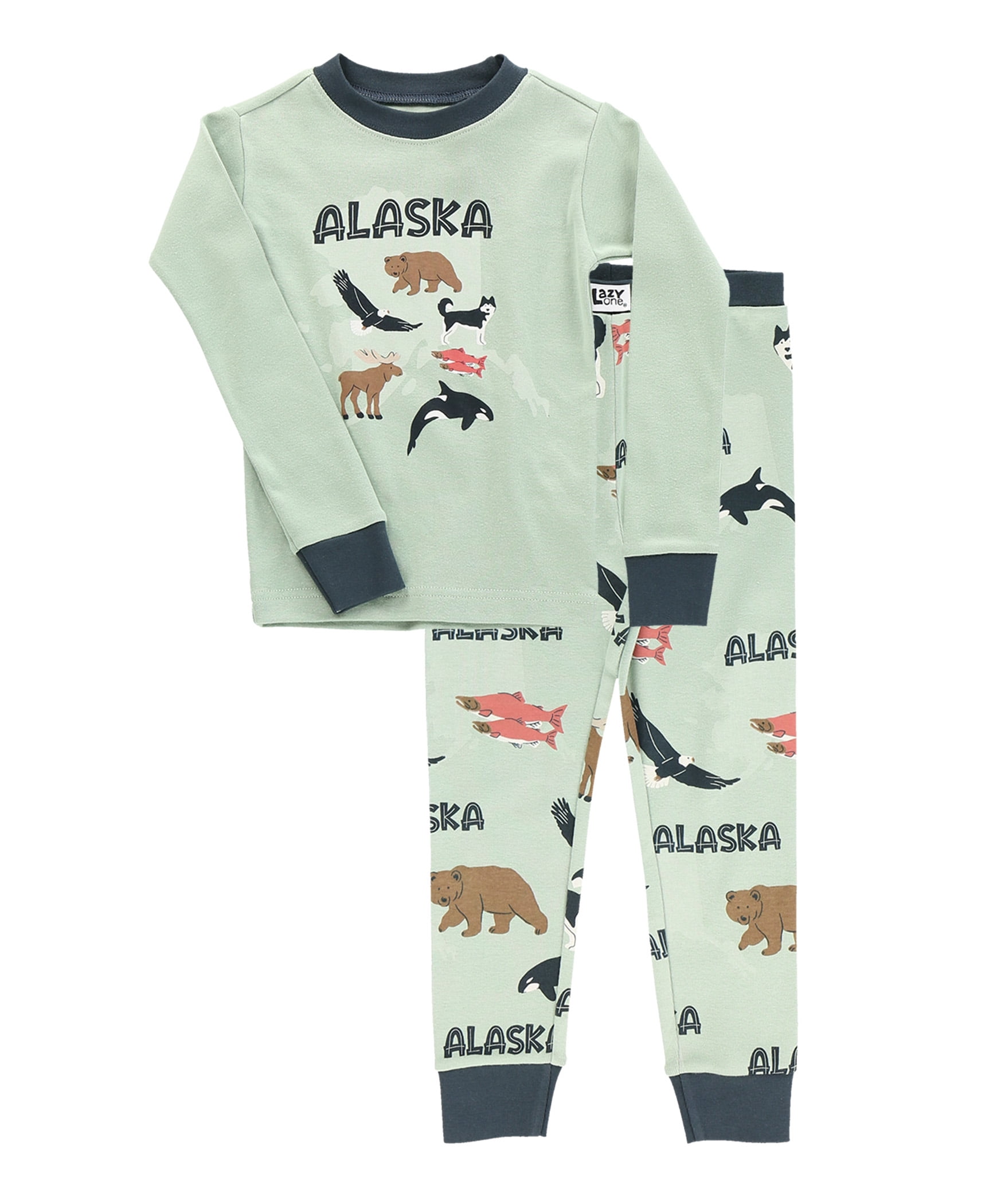 LazyOne Warm Long-Sleeve PJ Sets for Girls and Boys, Alaska Wildlife ...