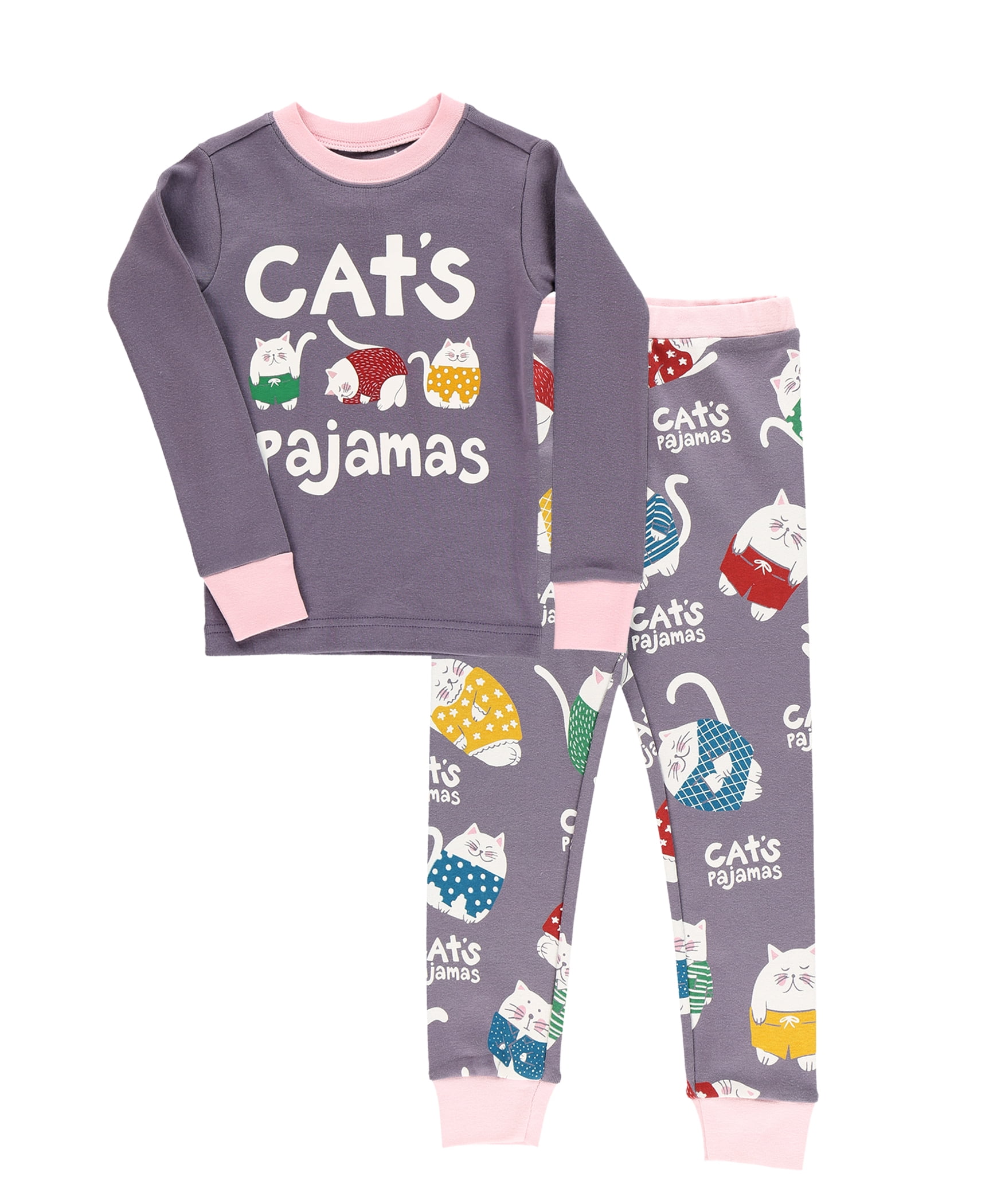 LazyOne Warm Long-Sleeve PJ Sets for Girls and Boys, Cat's Pajamas ...