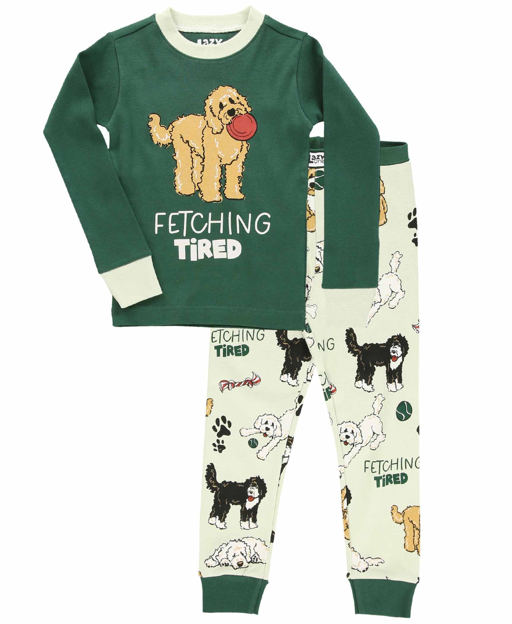 LazyOne Warm Long-Sleeve PJ Sets for Girls and Boys, Fetching Tired ...