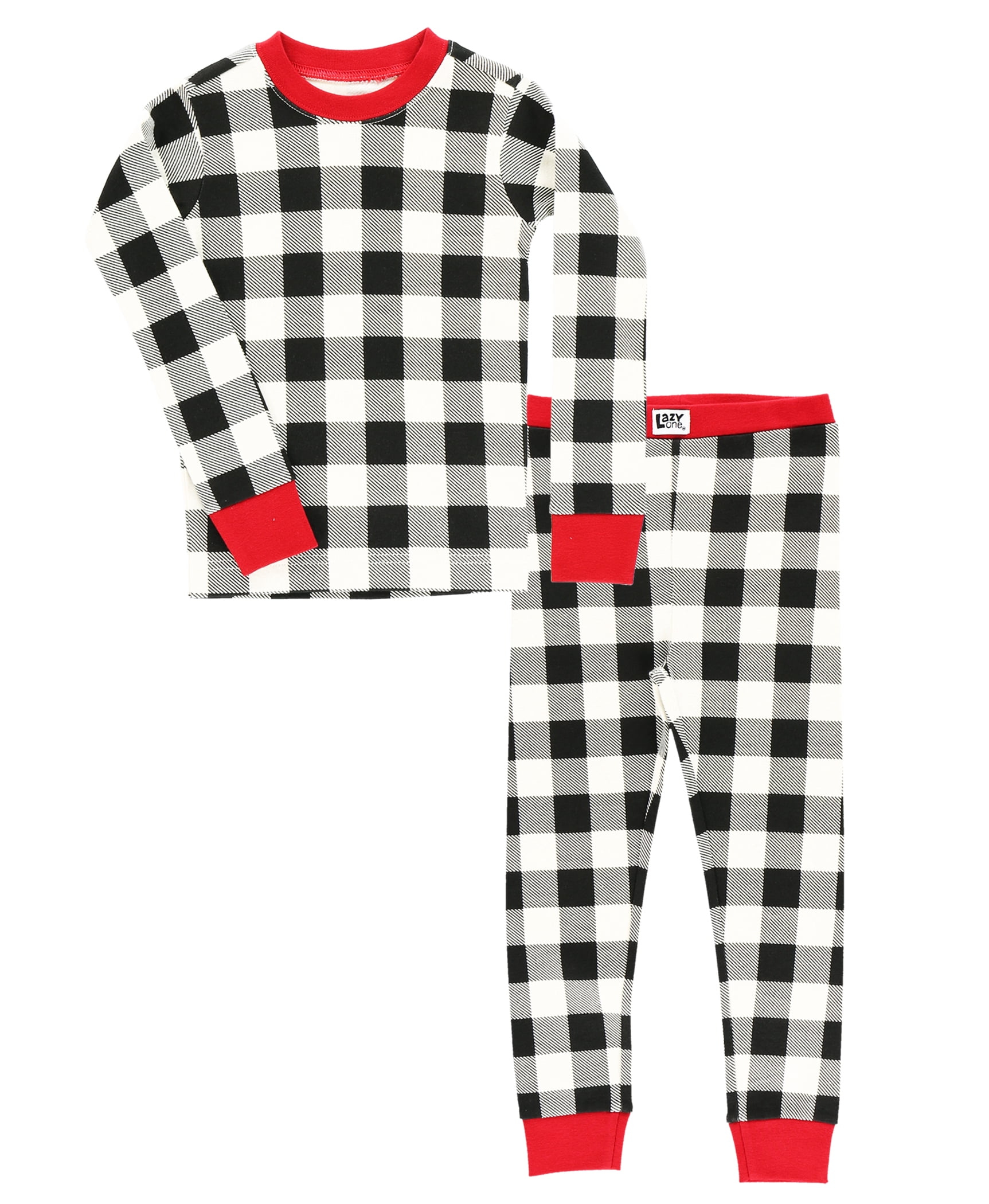 LazyOne Warm Long-Sleeve PJ Sets for Girls and Boys, Mountain Plaid ...