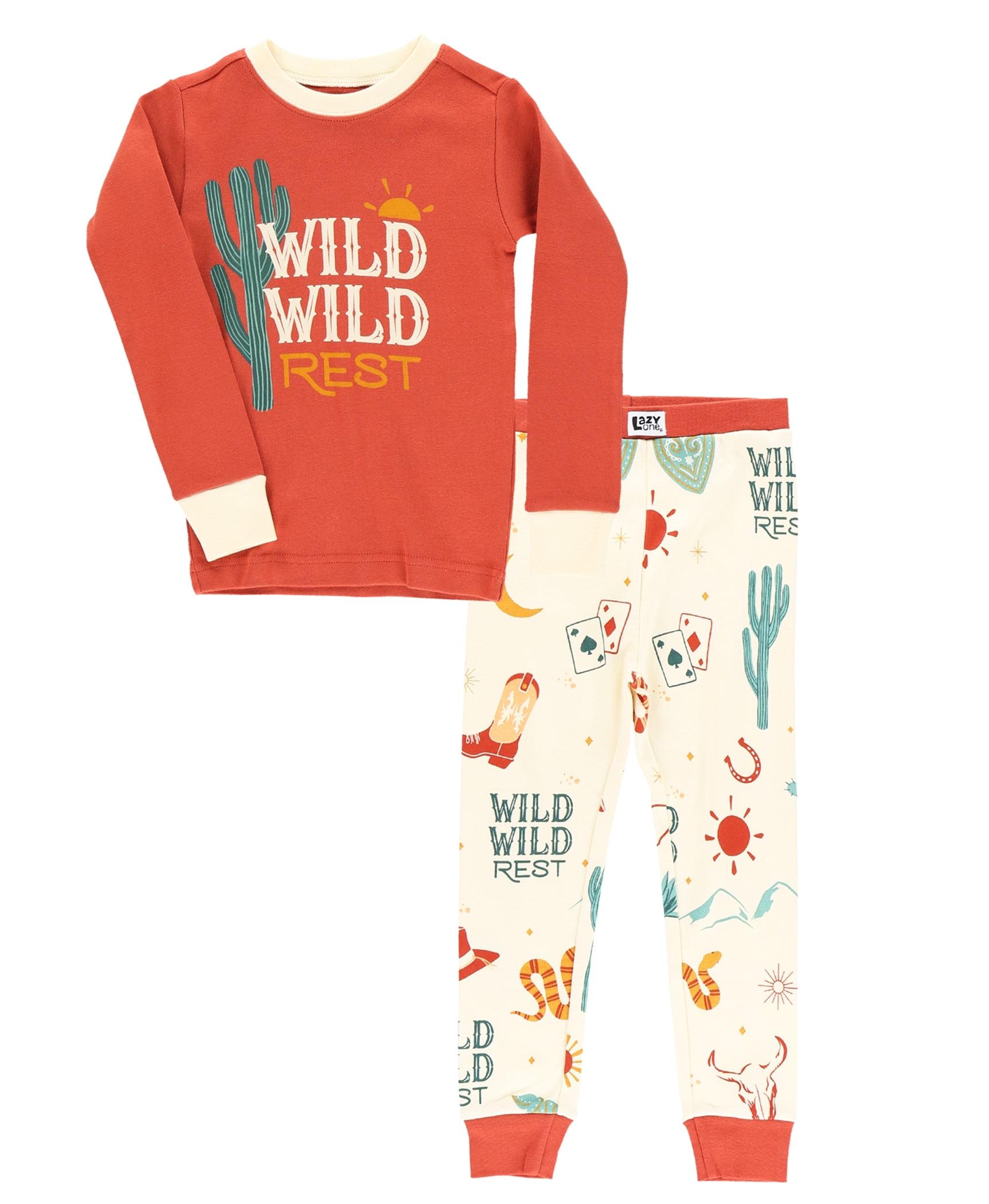 LazyOne Warm Long-Sleeve PJ Sets for Girls and Boys, Wild Wild West ...