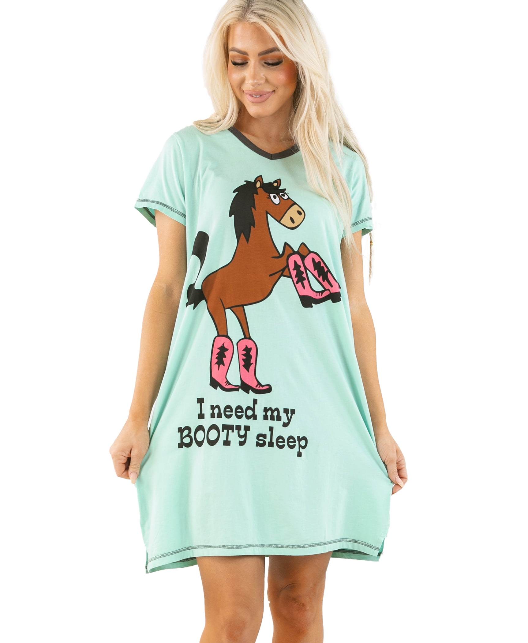 LazyOne Women's Nightgown, Funny V-Neck Sleep Shirt for Women (Booty ...