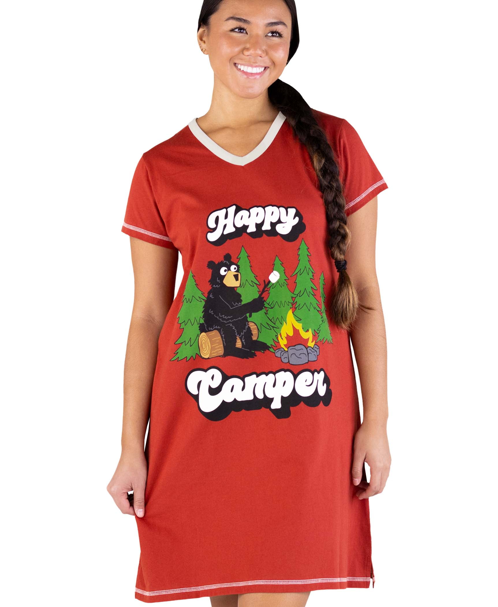 LazyOne Women's Nightgown, Funny V-Neck Sleep Shirt for Women (Red ...