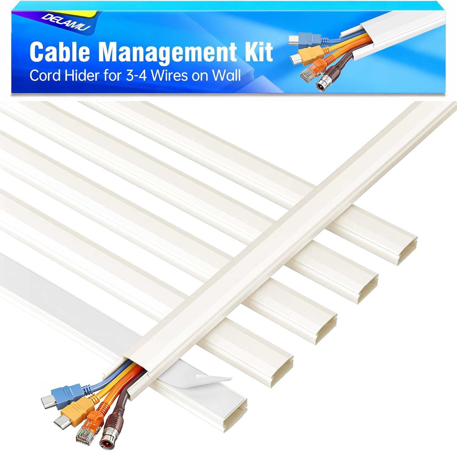 LazySpin TV Cord Hider, 85in Cord Covers for 3-4 Wires on Wall, Beige ...