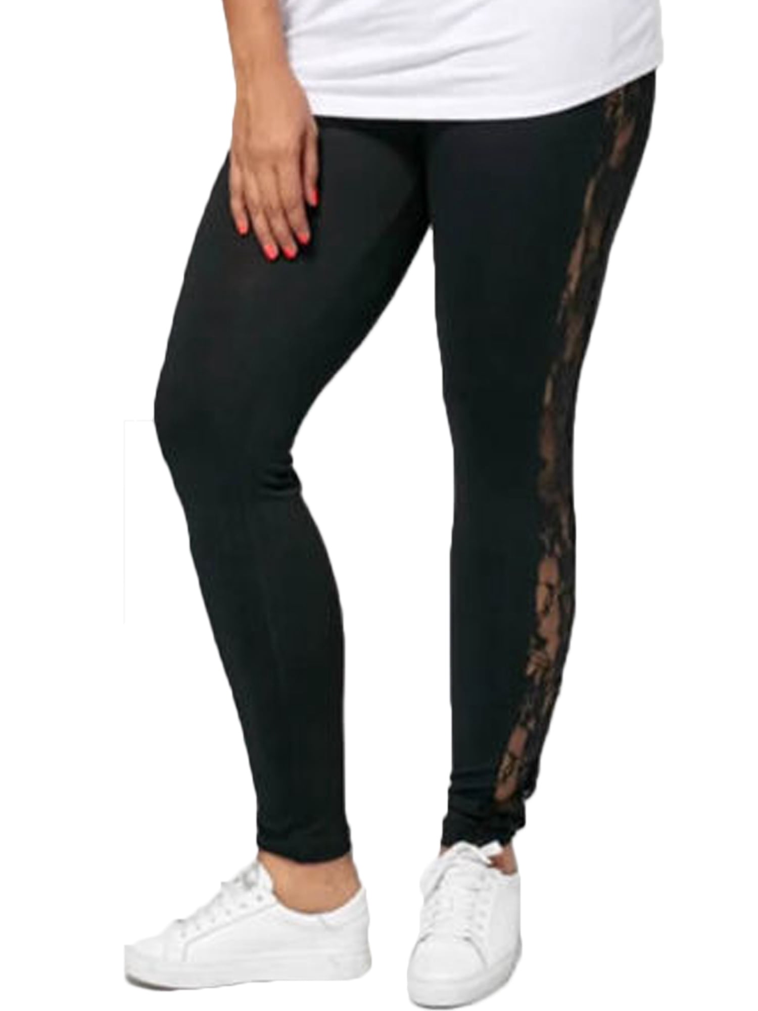 Lazybaby Womens Lace Hollow Leggings Floral Plus Size Sexy Pants Lace ...