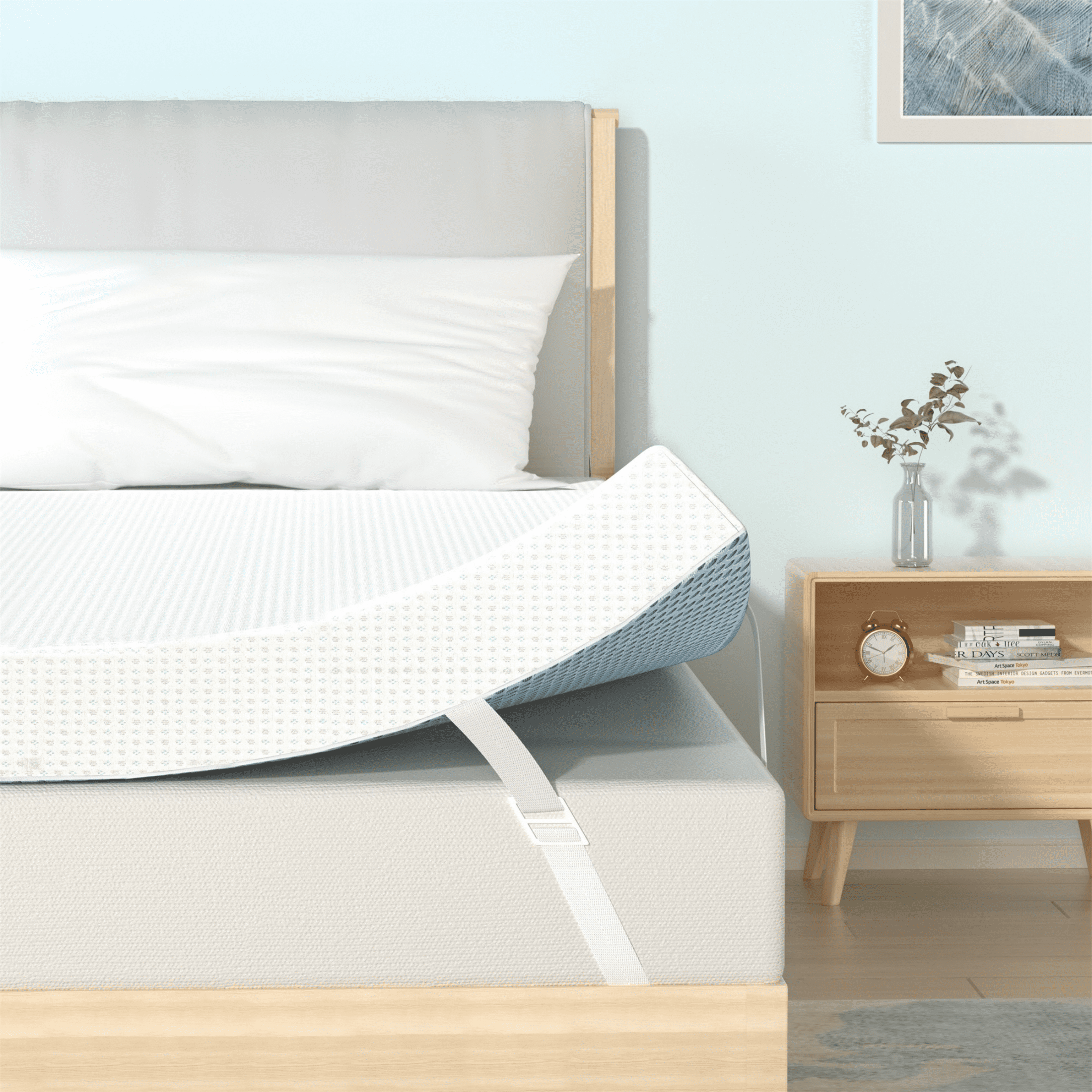 Lazycat 3 inch Memory Foam Mattress Topper, White, Dual Layer Design, Queen Size - Walmart.com