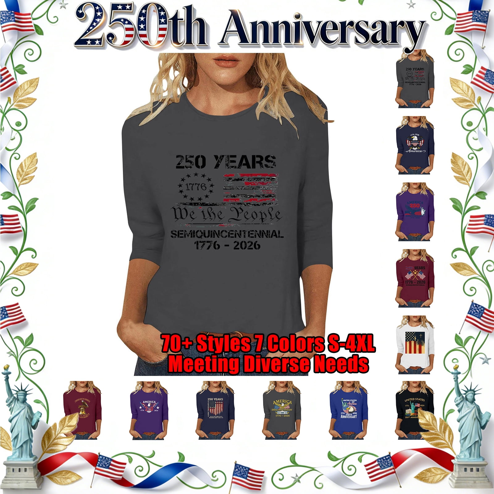 Lazyguy 1776-2026 America 250th Anniversary Pullover Women Graphic ...