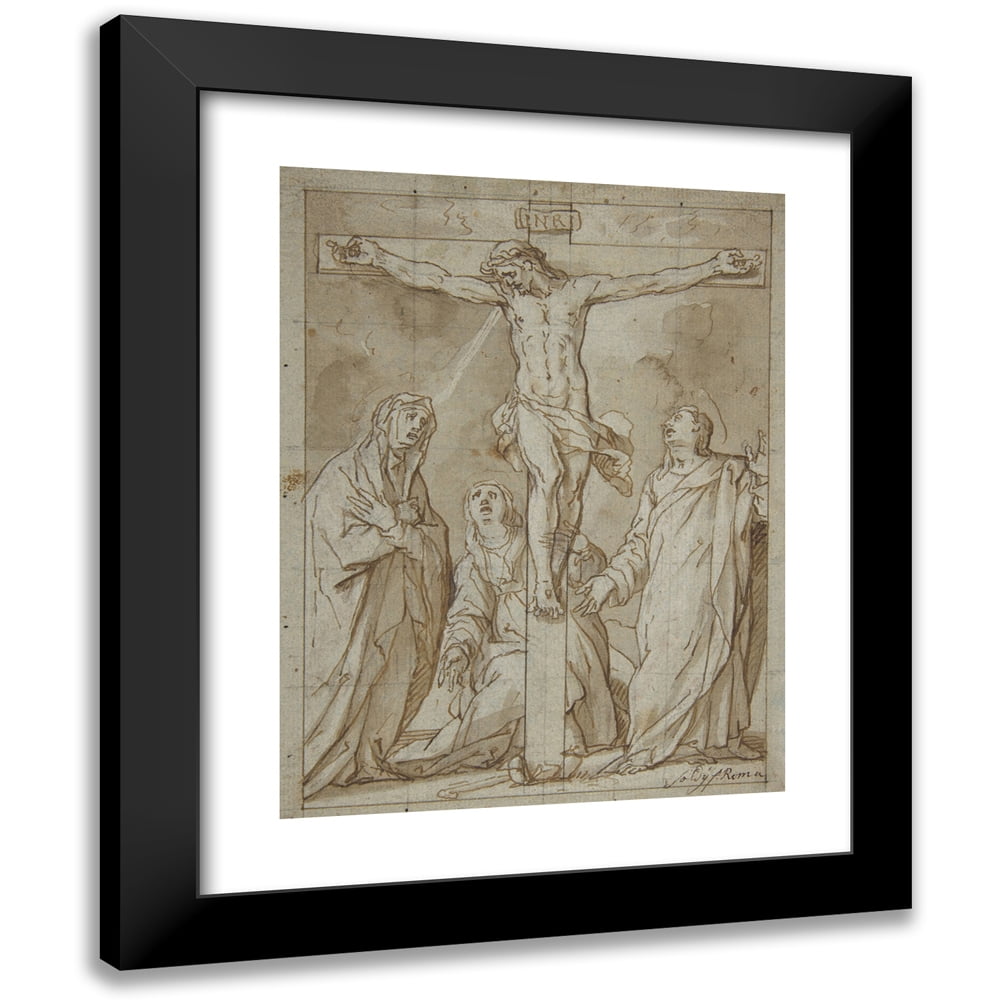 Lazzaro Tavarone 15x18 Black Modern Framed Museum Art Print Titled - Christ Crucified, Attended ...