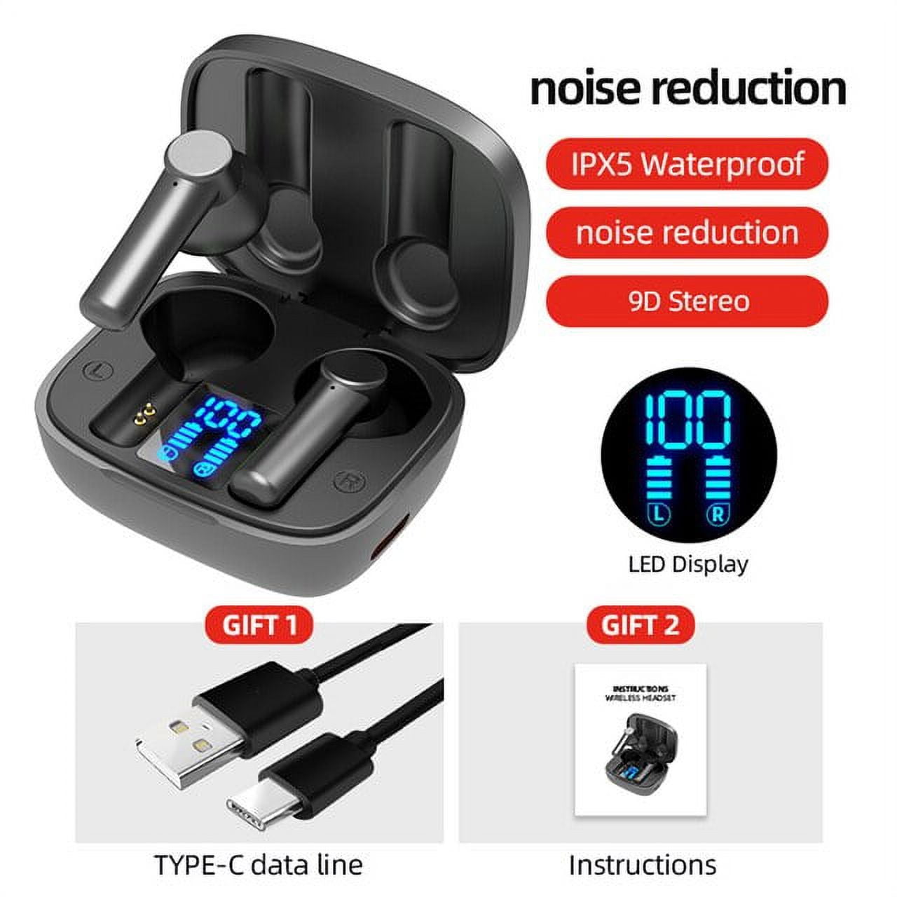 Lb-8 Bluetooth Earphones Led Display Handfree Sport Waterproof Noise ...