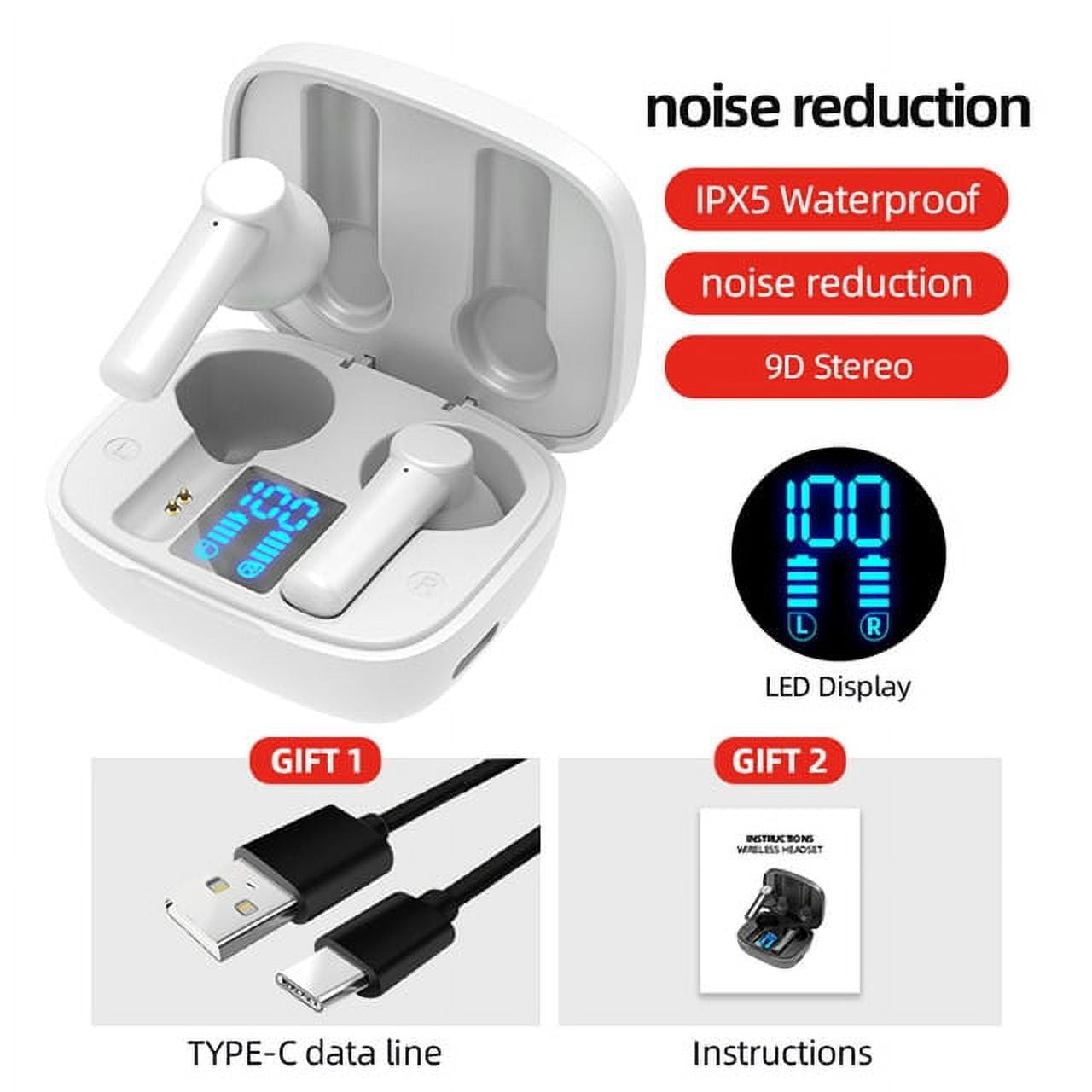 Lb-8 Bluetooth Earphones Led Display Handfree Sport Waterproof Noise ...