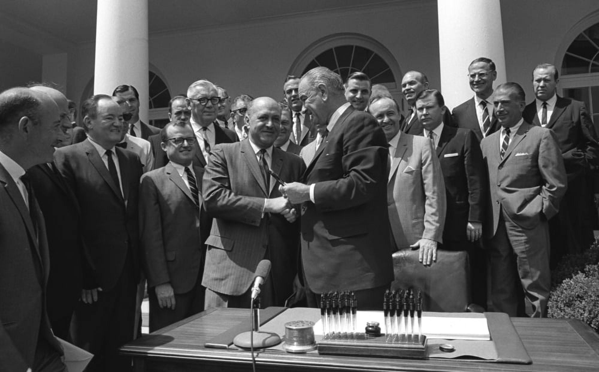 Lbj'S Great Society Programs. President Lyndon Johnson Shakes Hud ...