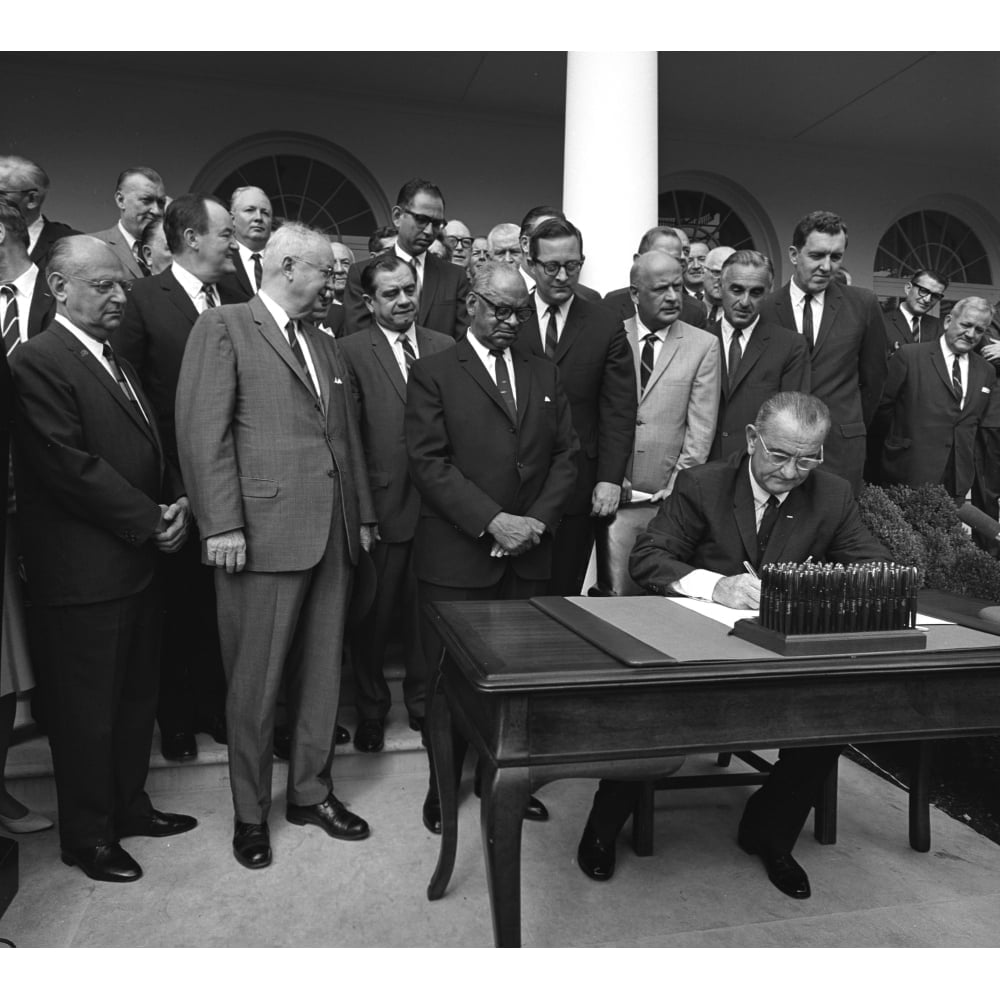 Lbj'S Great Society Programs. President Lyndon Johnson Signing Of Bill ...
