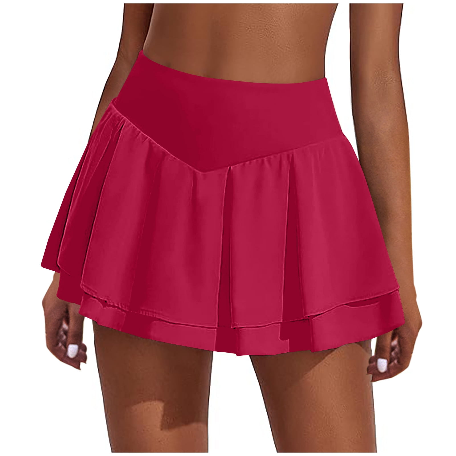 LbsKUS Tennis Skirt for Women Pleated Running Skort Crossover High ...