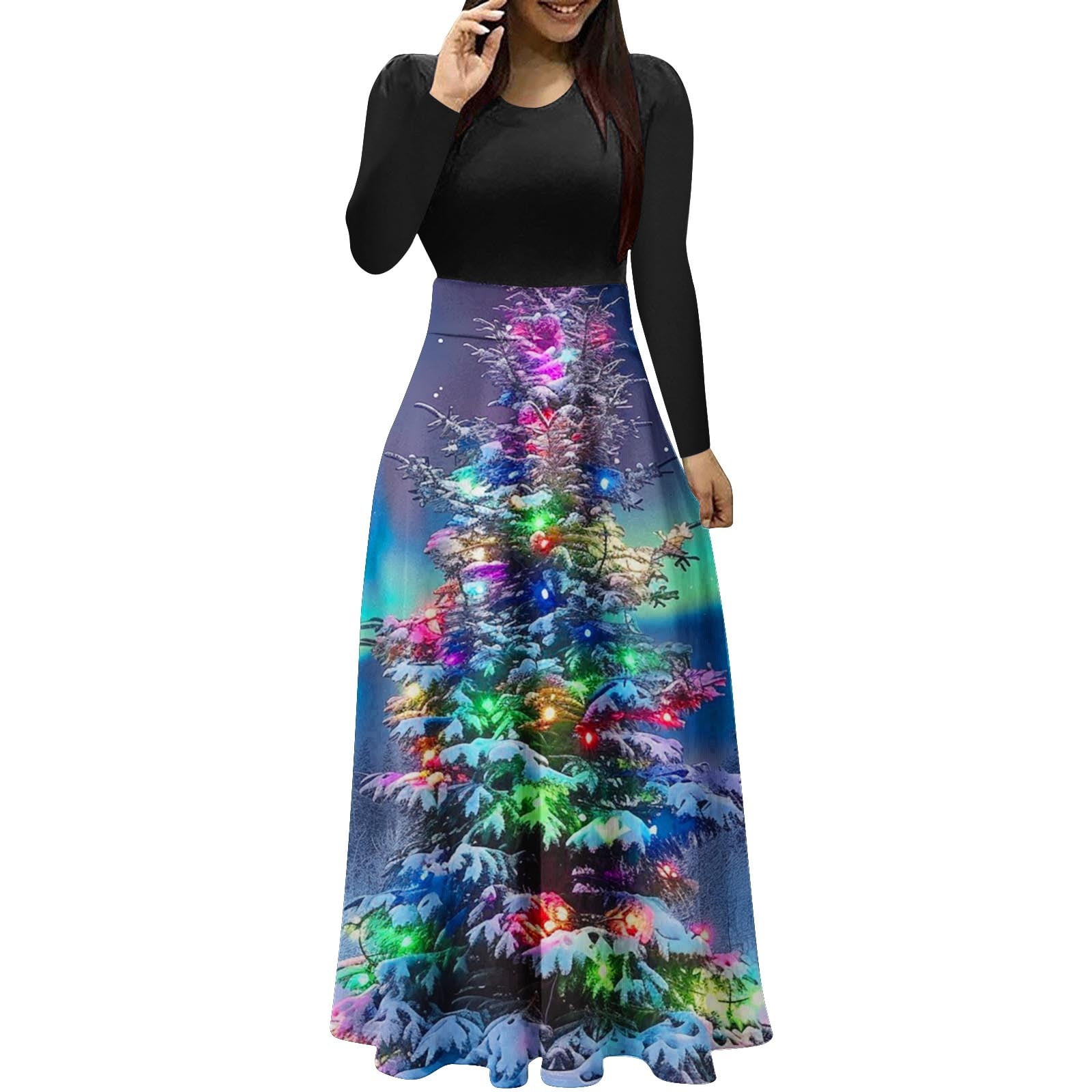LbsKUS Reduced,Womens Midi Dresses Merry Christmas Long Sleeve Casual ...