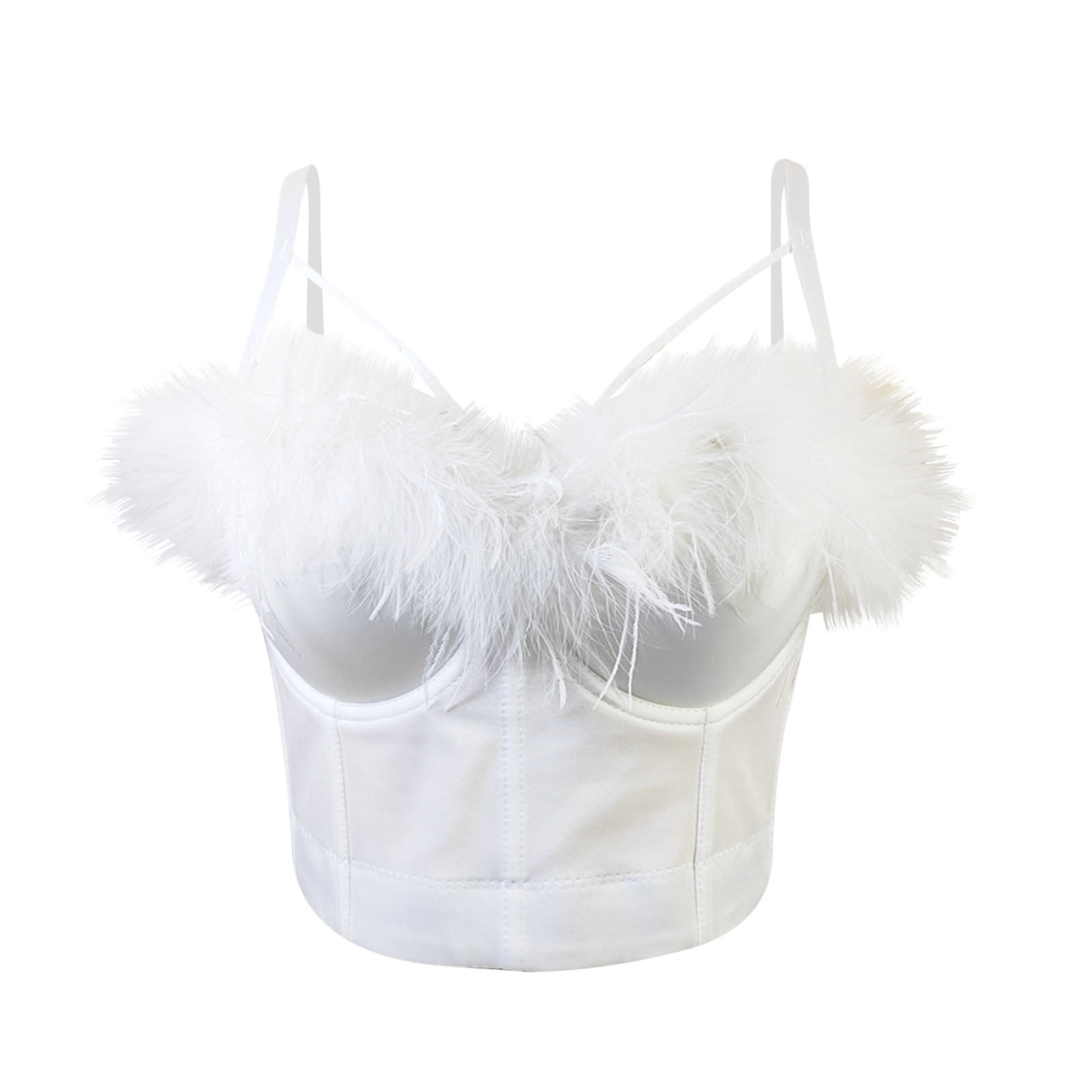 Lbskus Summer Savings Womans Gathering Bra Fluffy Feather Crop Shaping