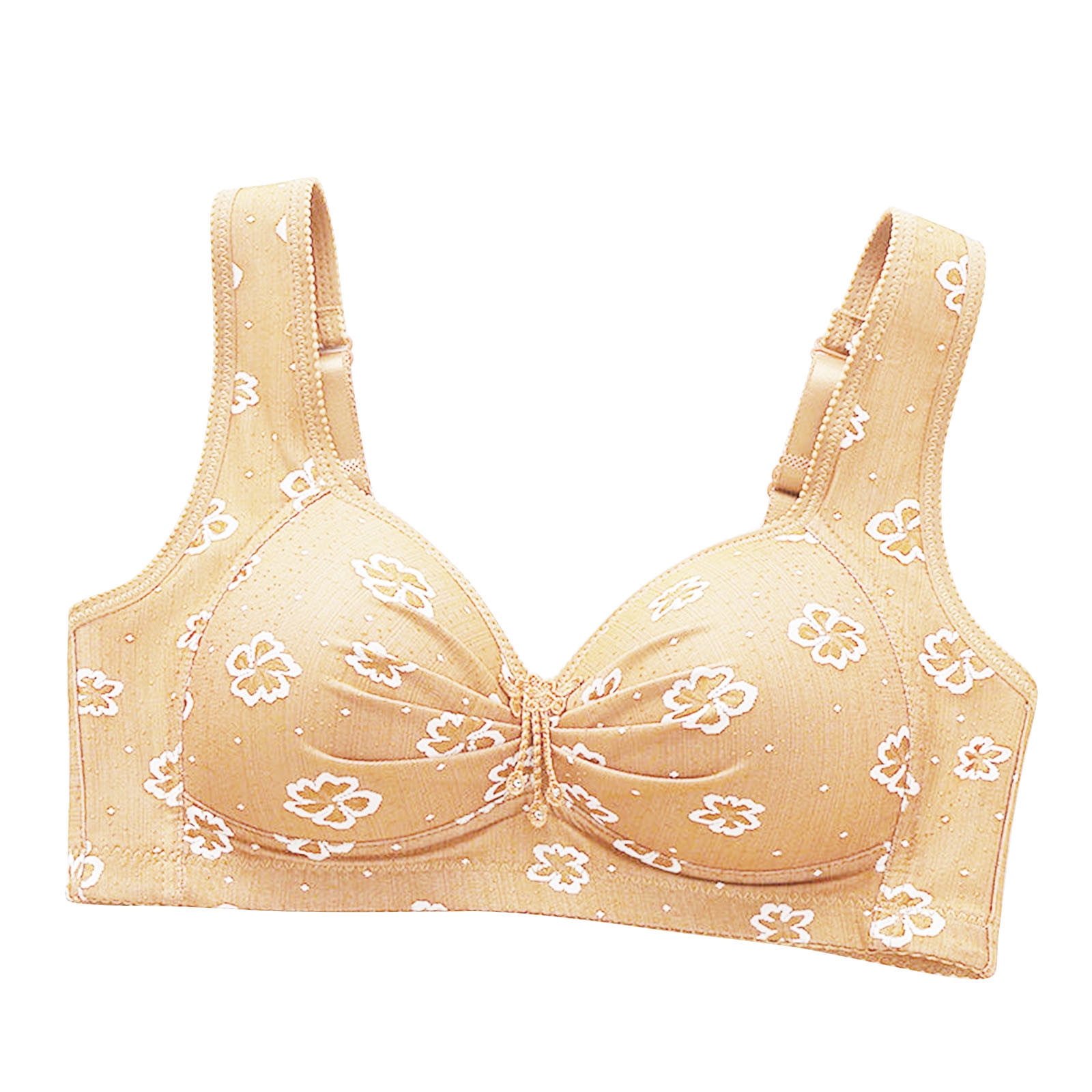 Lbskus Summer Savings Womens Floral Wireless Bras Pleated Front Push