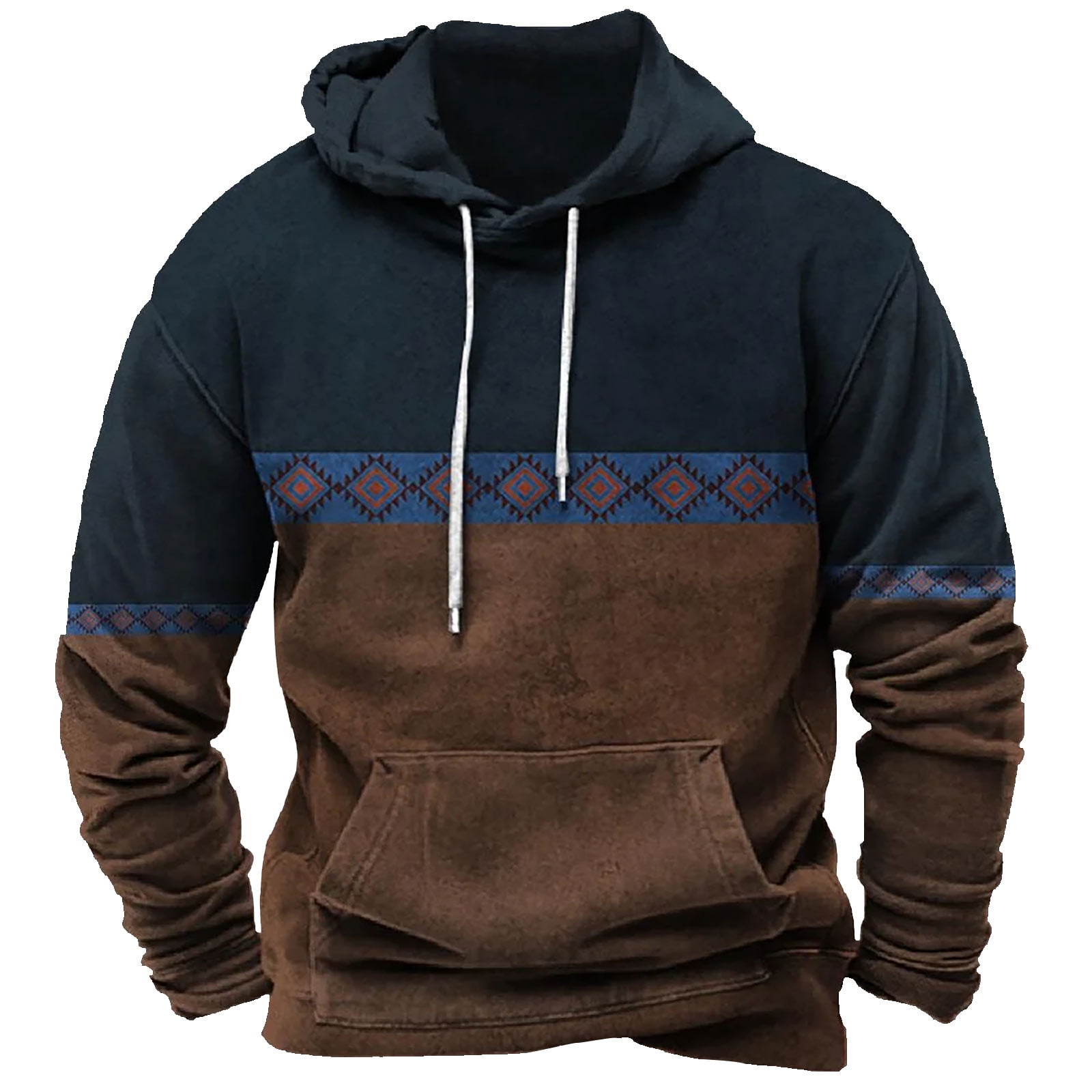 Lbtobr Hoodies for Men's Tribal Aztec Printed Vintage Drawstring ...