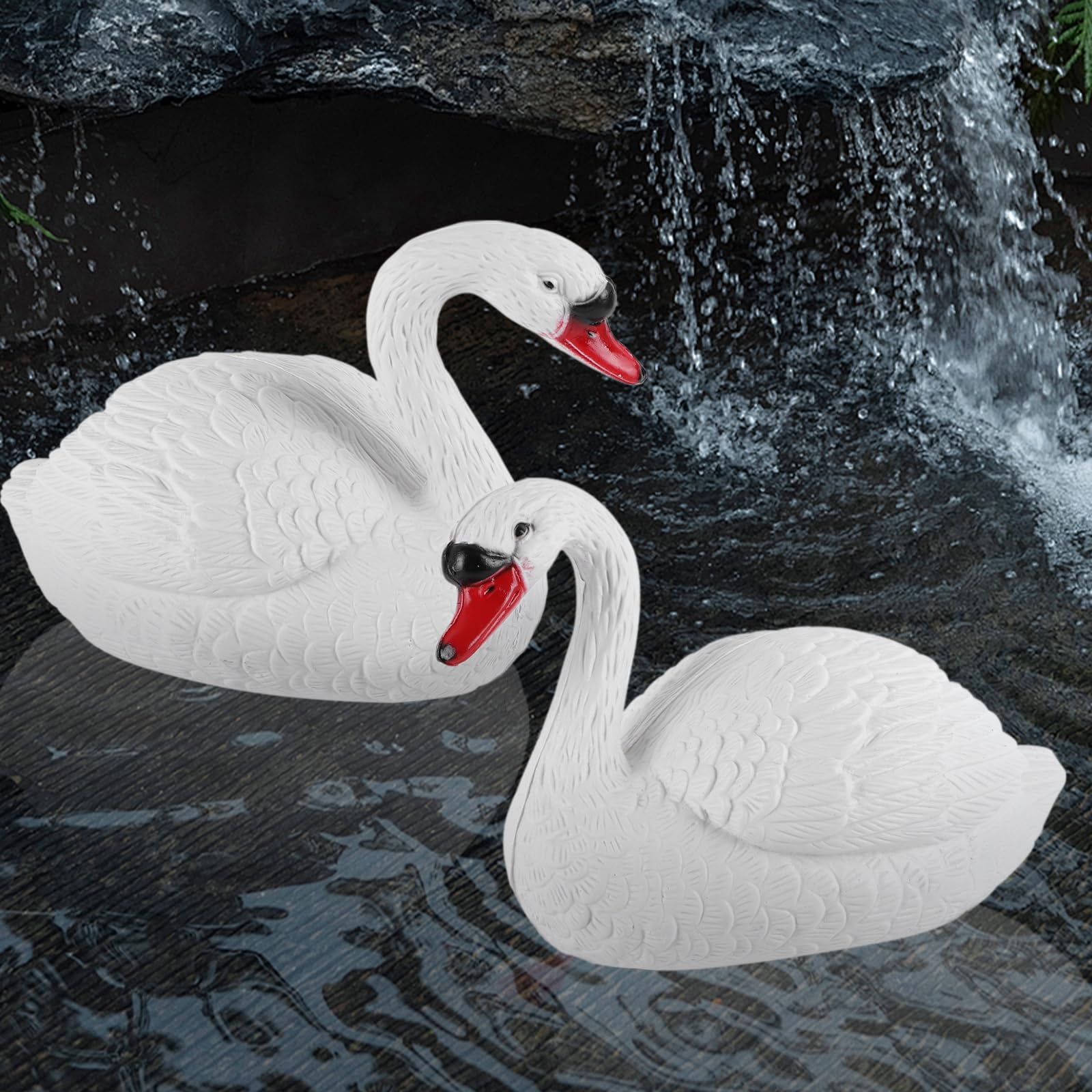 Lbwstellar 2 Pcs White Swan Decoys Pond Floating, Duck Deterrents for ...