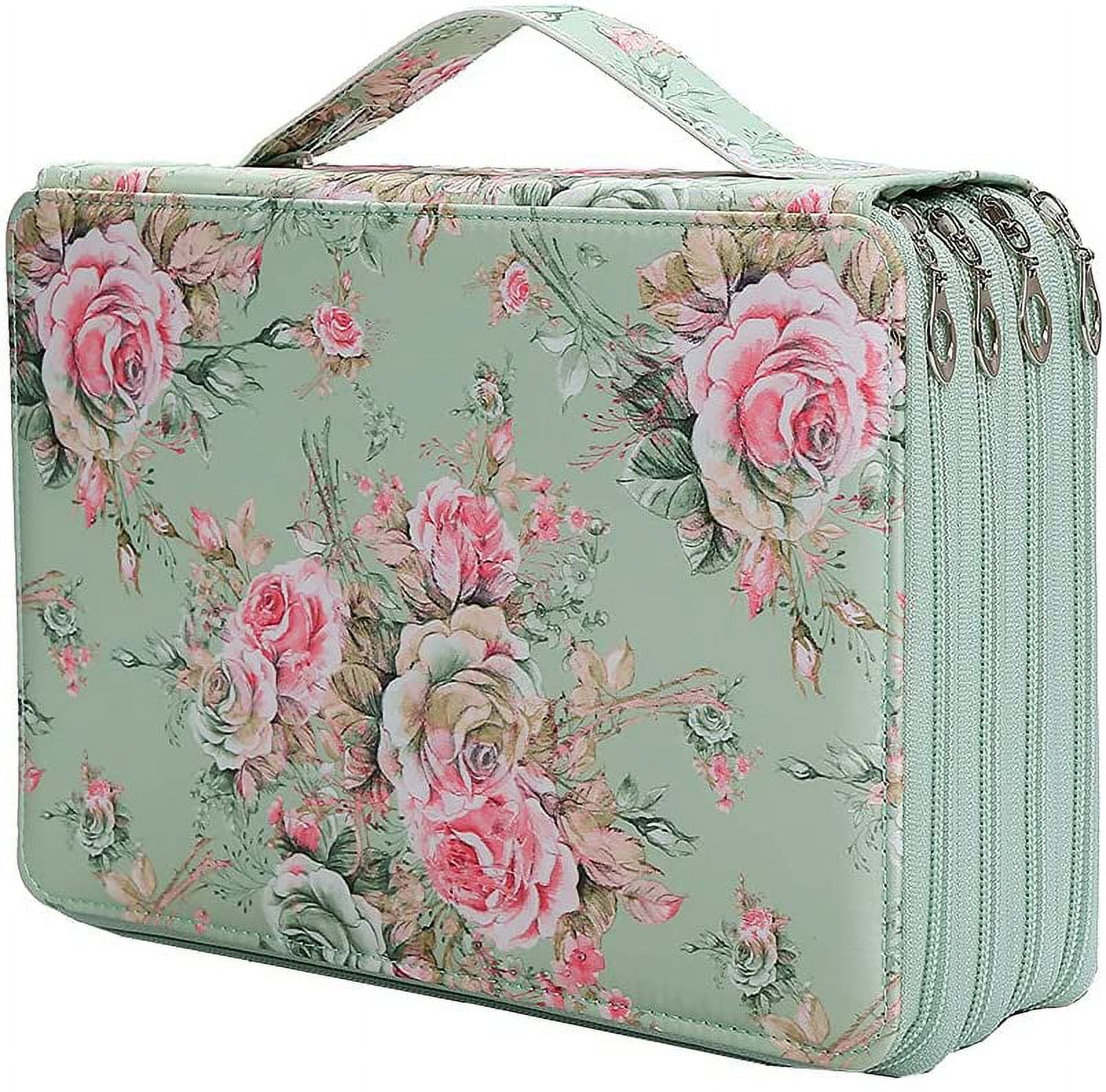 Lbxgap Portable Colored Pencil Case Rose Pencil Case Slot Holds 200 ...