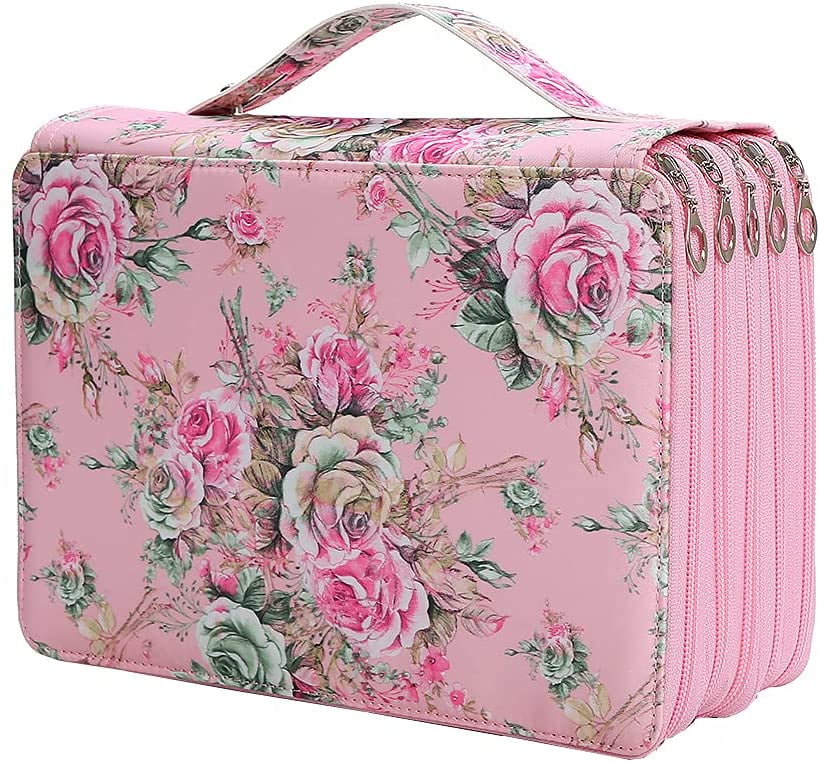 Lbxgap Portable Colored Pencil Case Rose Pencil Case Slot Holds 252 ...