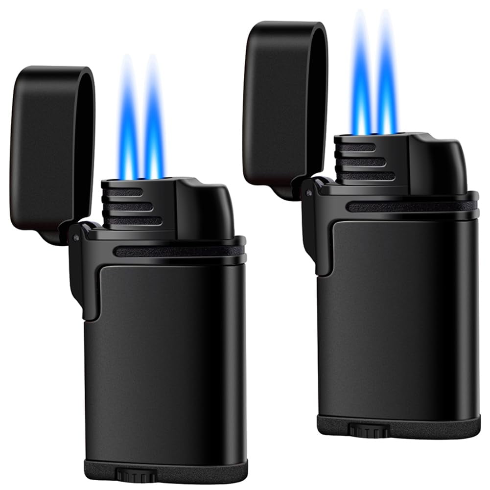 LcFun Torch Lighter 2 Pack - Double Jet Flame Refillable Butane ...