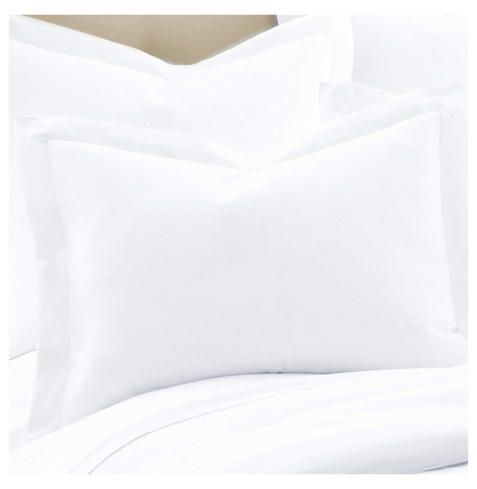 LcXctD - 100% Linen - Standard Sham - Washed Linen in White - Sham Size ...
