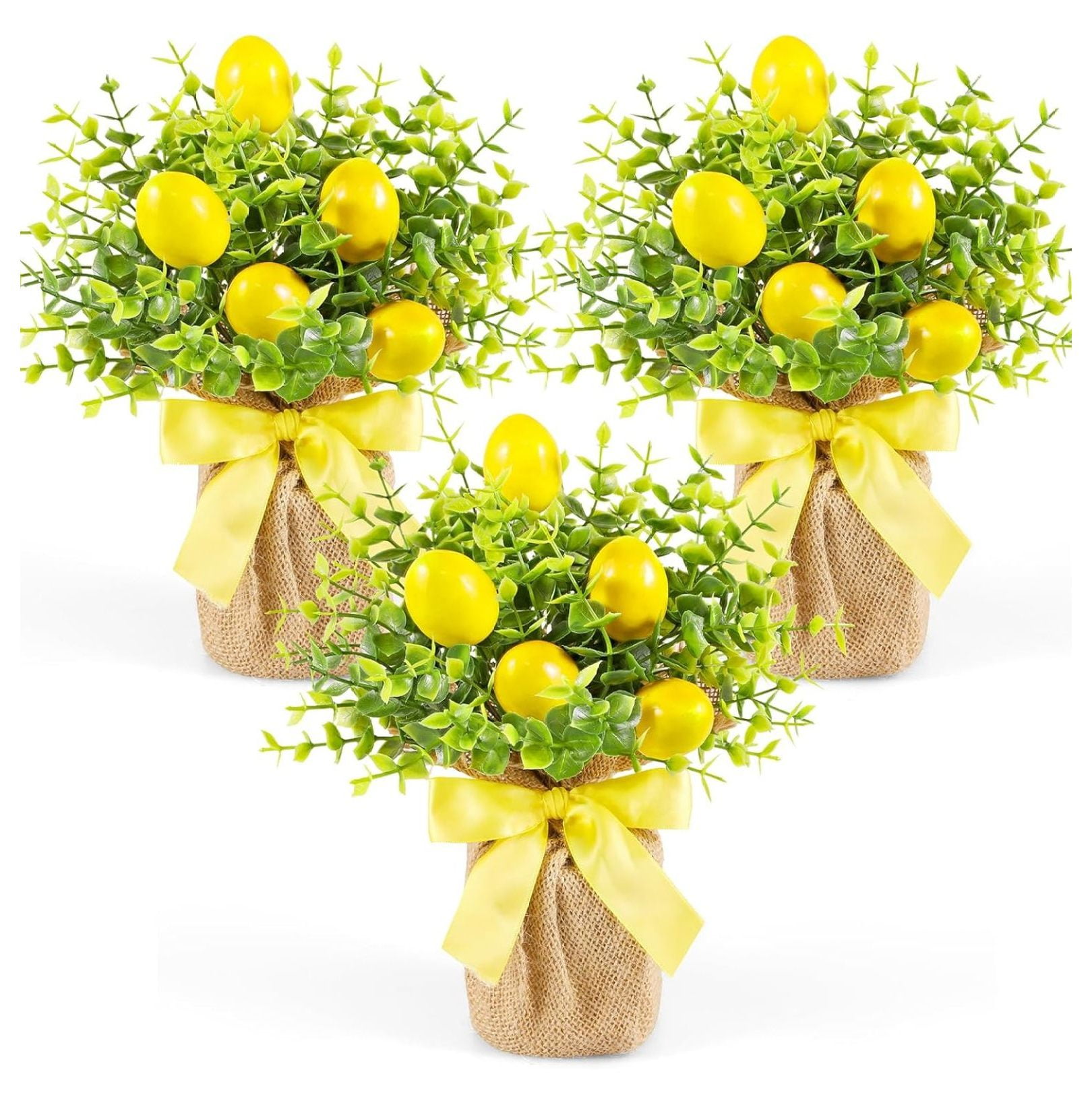 LcXctD 3 Pack Artificial Potted Lemon Flowers Plastic Faux Lemons in ...