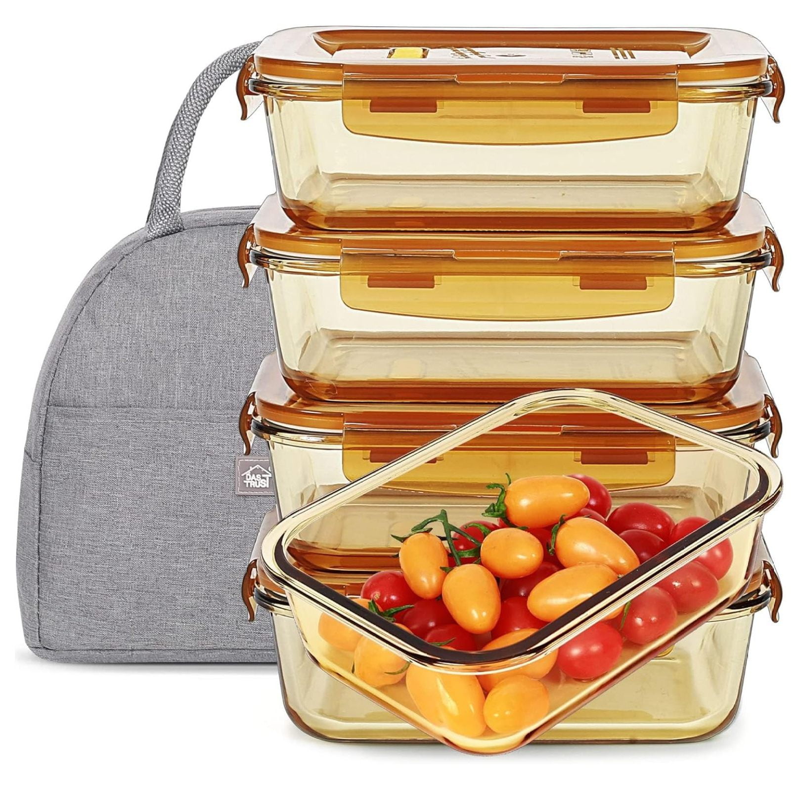 LcXctD 5 Pack 36oz Amber Glass Food Storage Containers Meal Prep ...