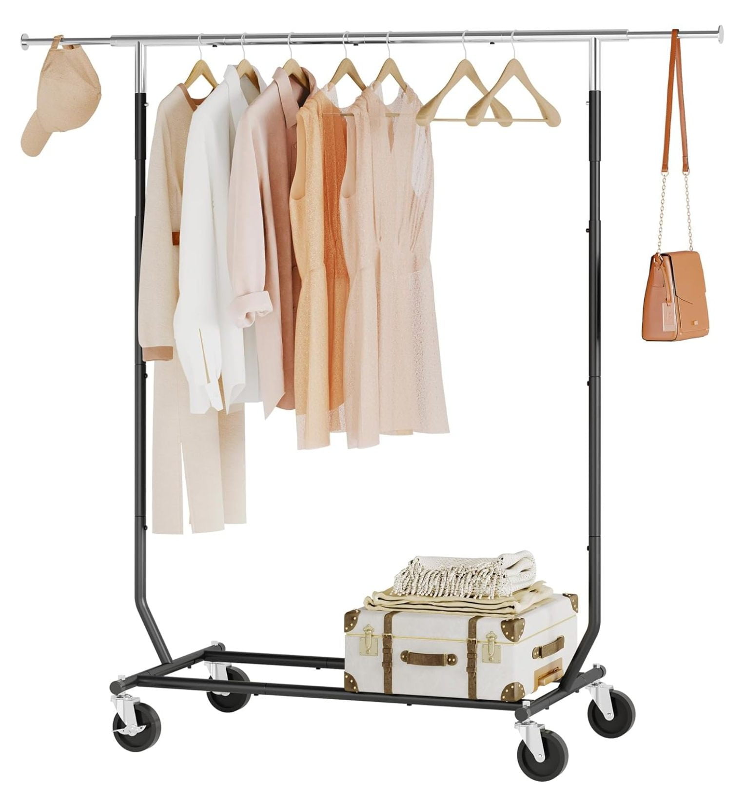 LcXctD Clothing Rack Heavy Duty Clothes Rack Foldable Garment Rack with ...