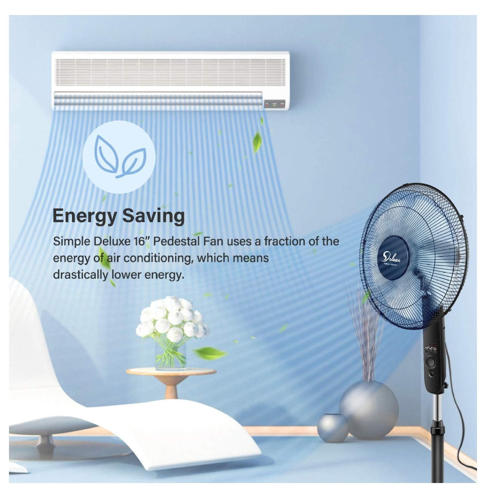 LcXctD Oscillating 16″ Adjustable 3 Speed Pedestal Stand Fan with ...