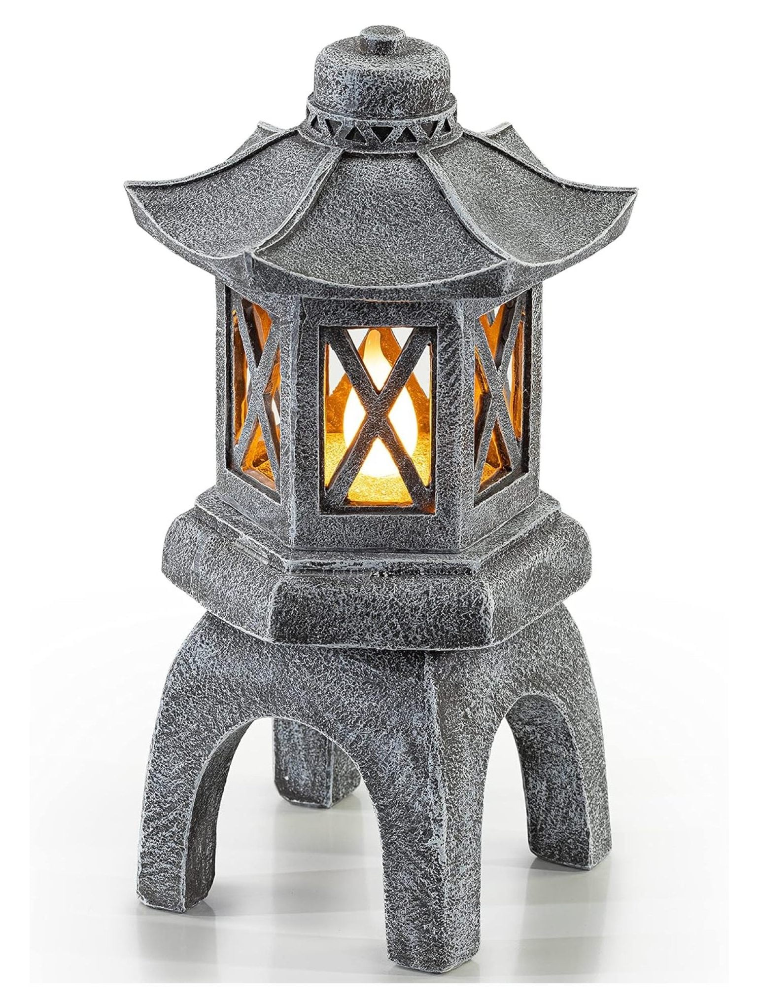 LcXctD Pagoda Garden Statue, Solar Powered Statue Japanese Garden Decor ...