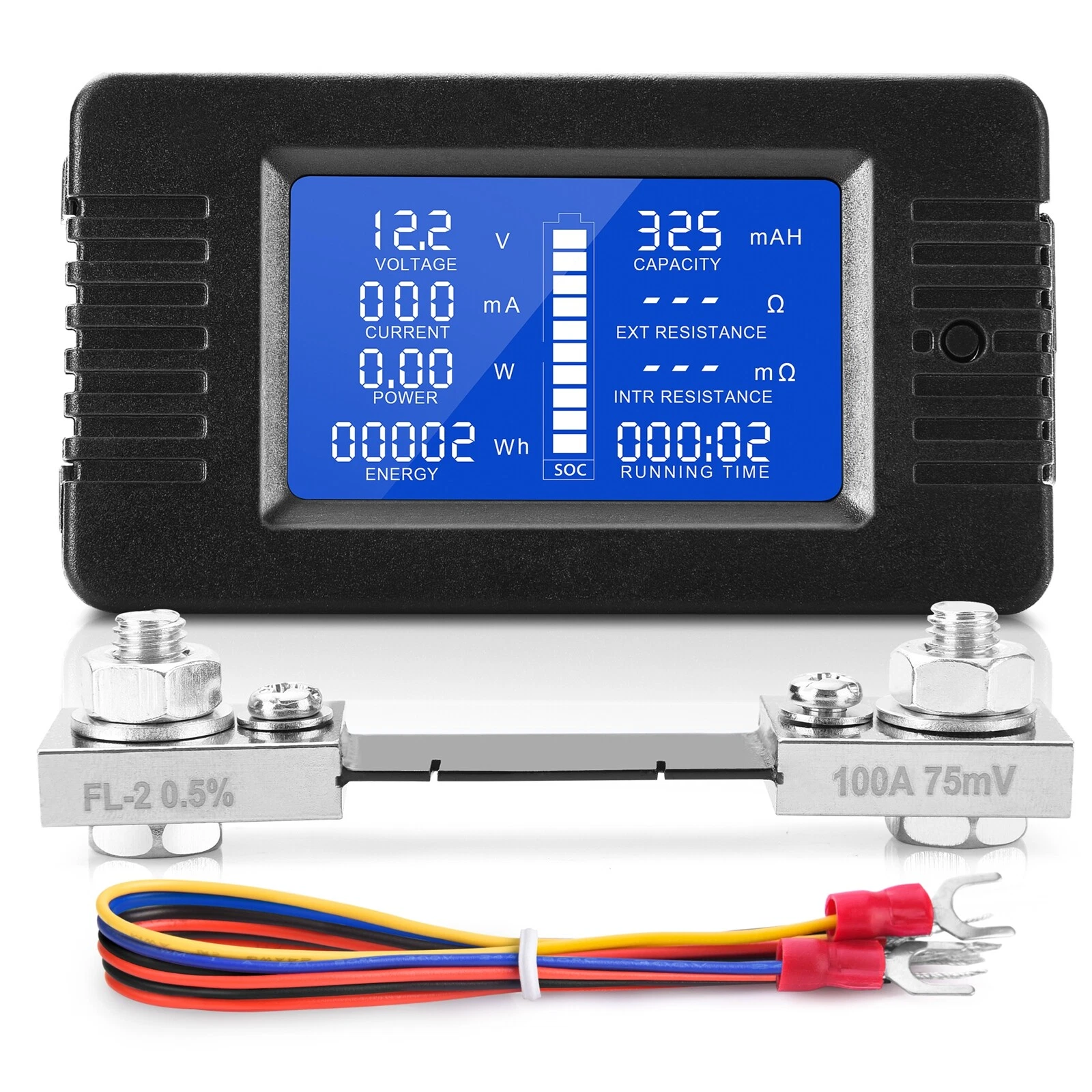 Lcd Display Dc Battery Monitor Meter 0-200V Volt Amp For Car Rv Solar 100A Shunt - Walmart.com
