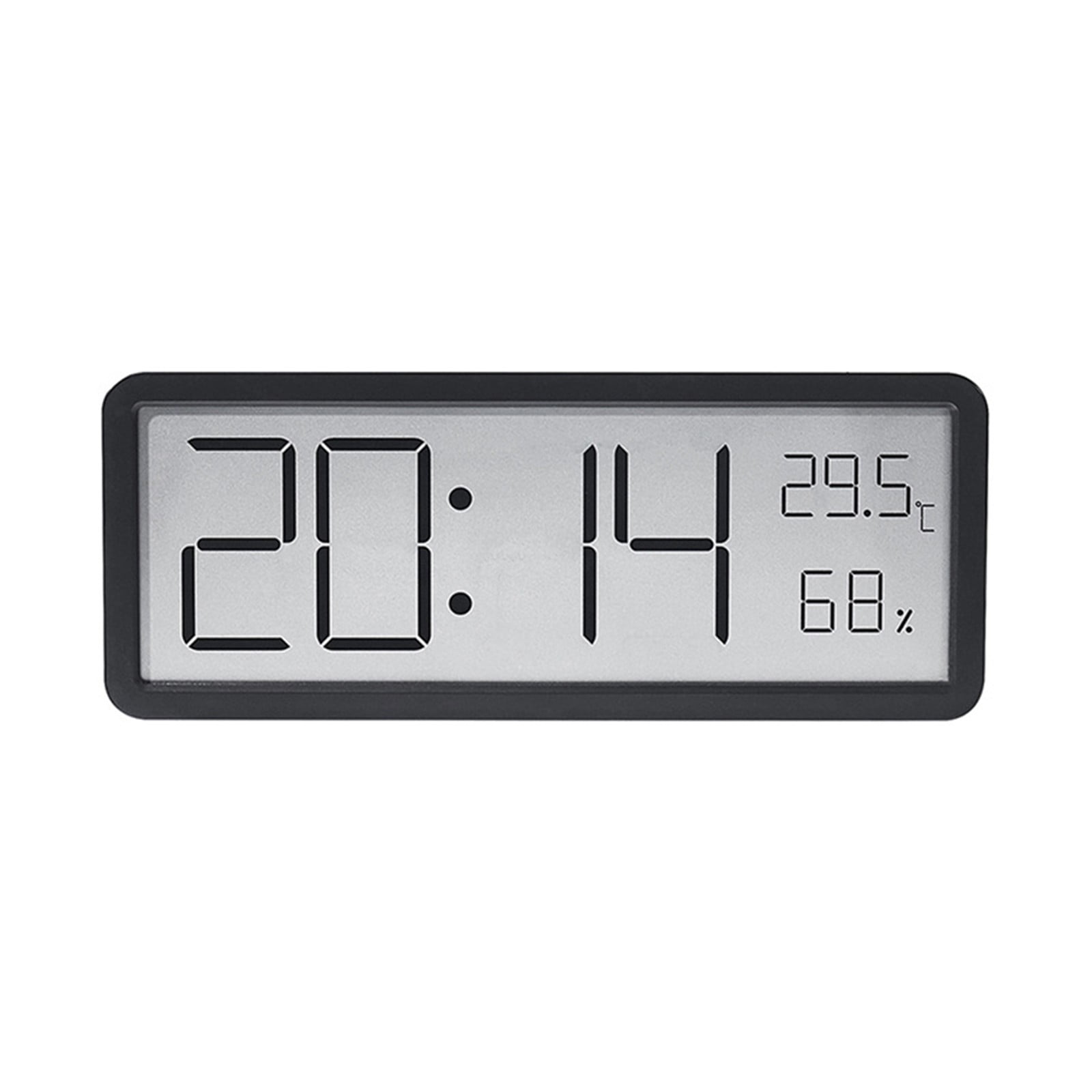 Lcd Screen Digital Wall Clock Time Temperature Humidity Display Electronic Clock Black